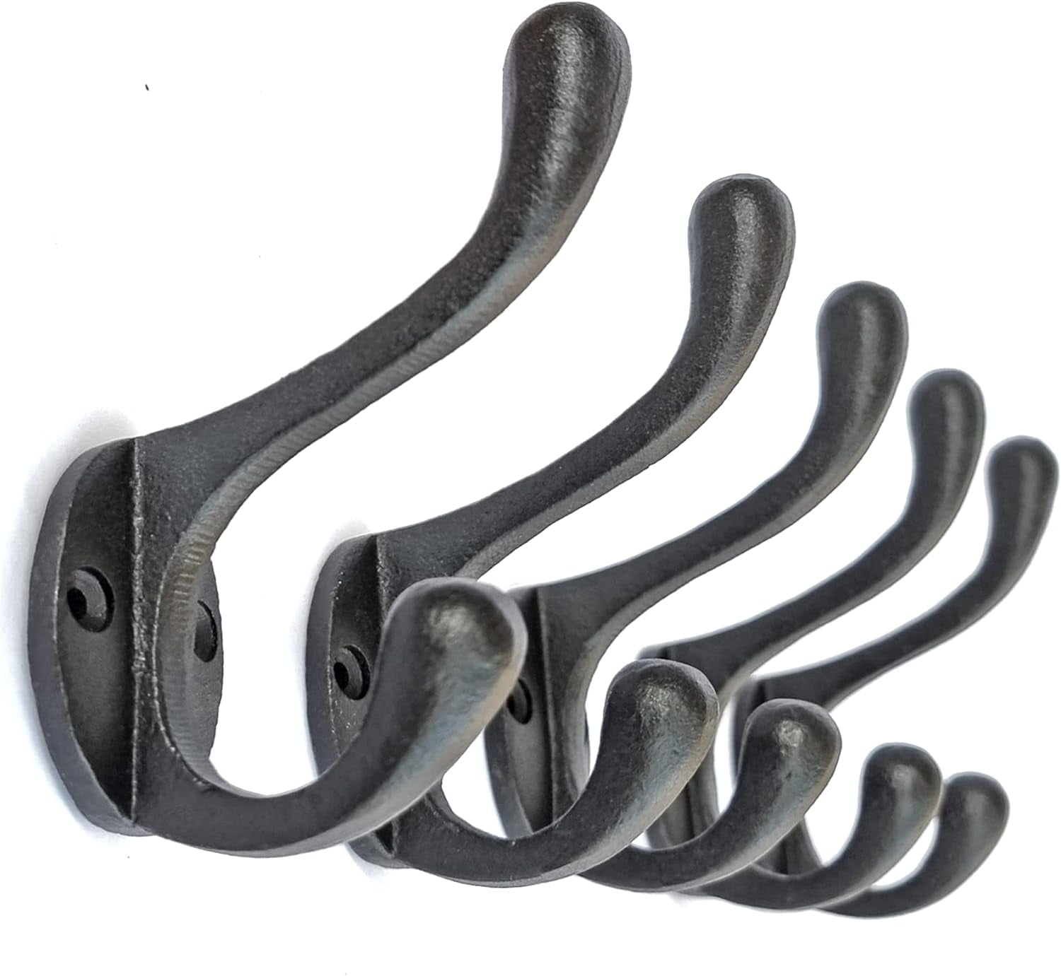 5 Pack Decorative Cast Iron Heavy Duty Double Hooks, Wall Mounted Coat ...