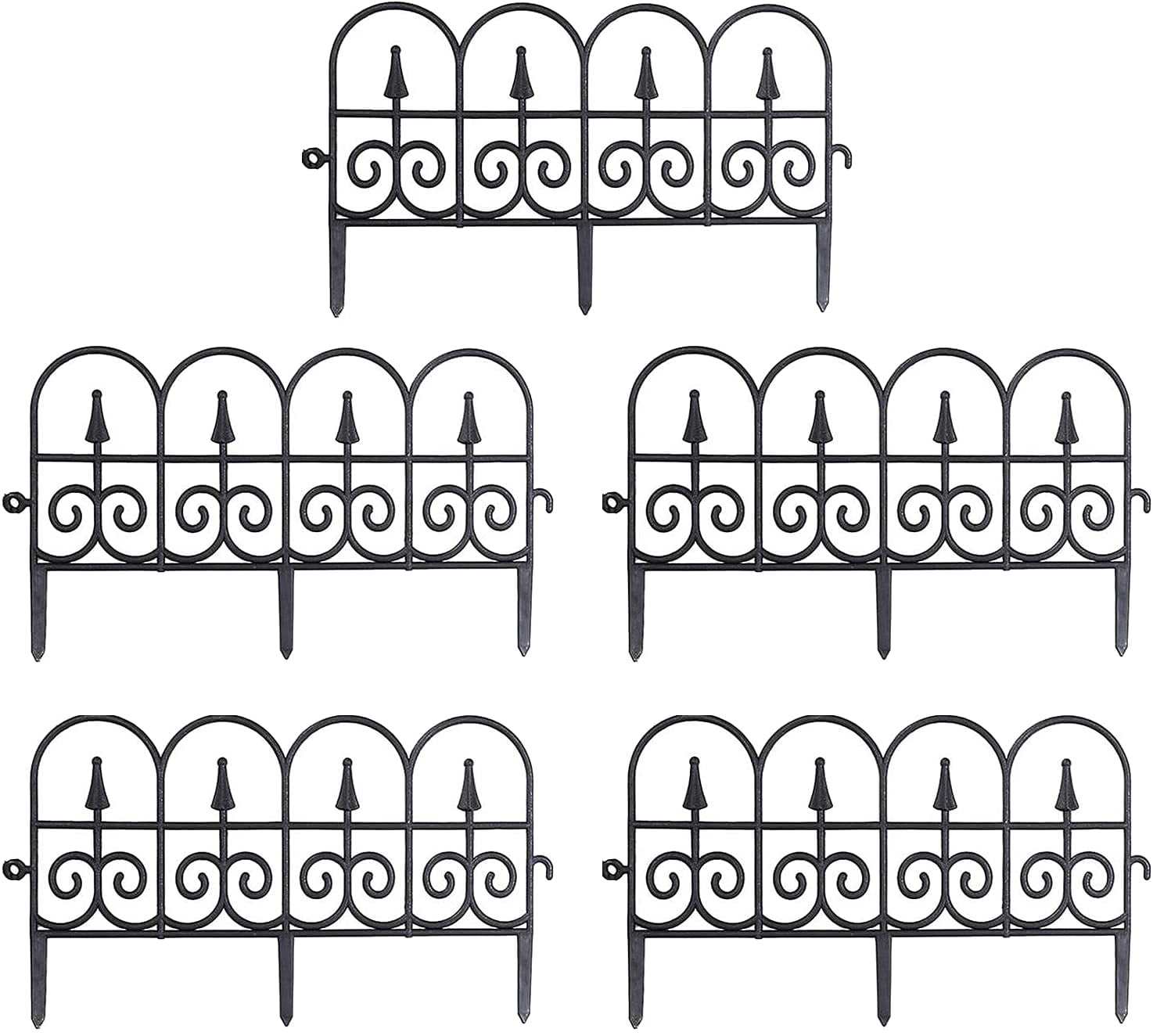 5 Pack Decorative Garden Edging Fence Border, Plastic Folding Patio ...