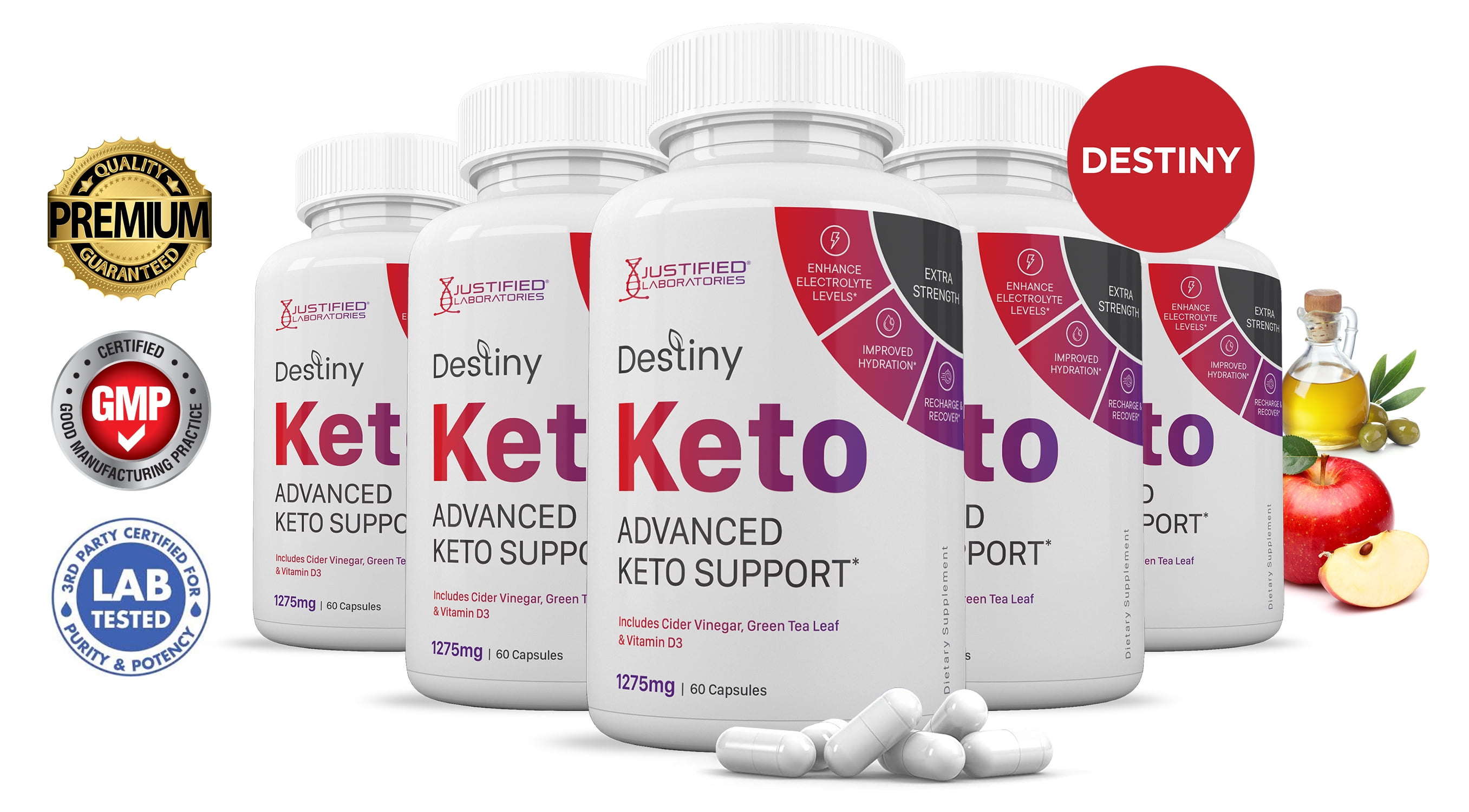 (5 Pack) Destiny Keto ACV Pills 1275mg Alternative to Gummies Dietary ...