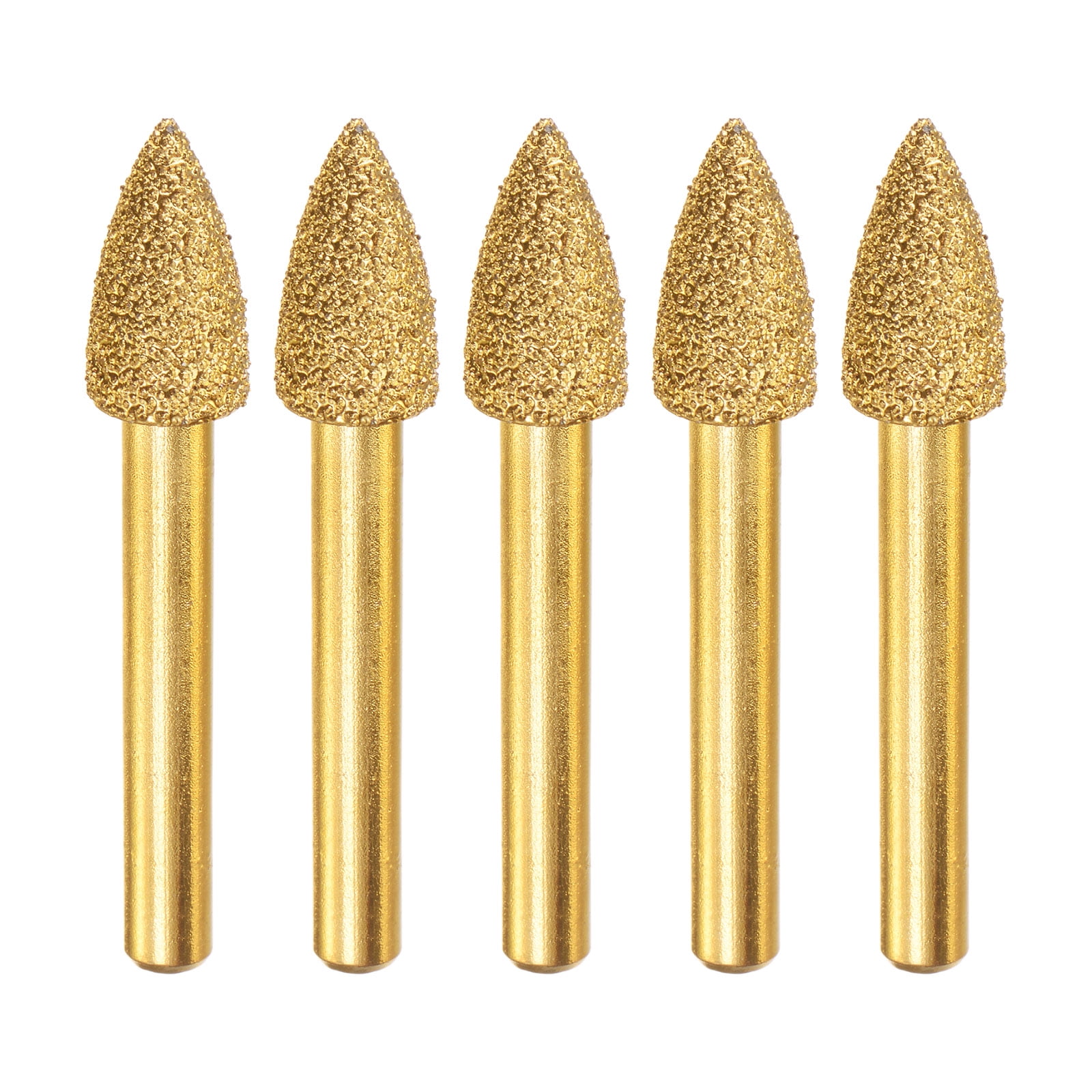 5 Pack Diamond Mounted Point 10.5mm Brazed Grinder Conical Head 6mm ...