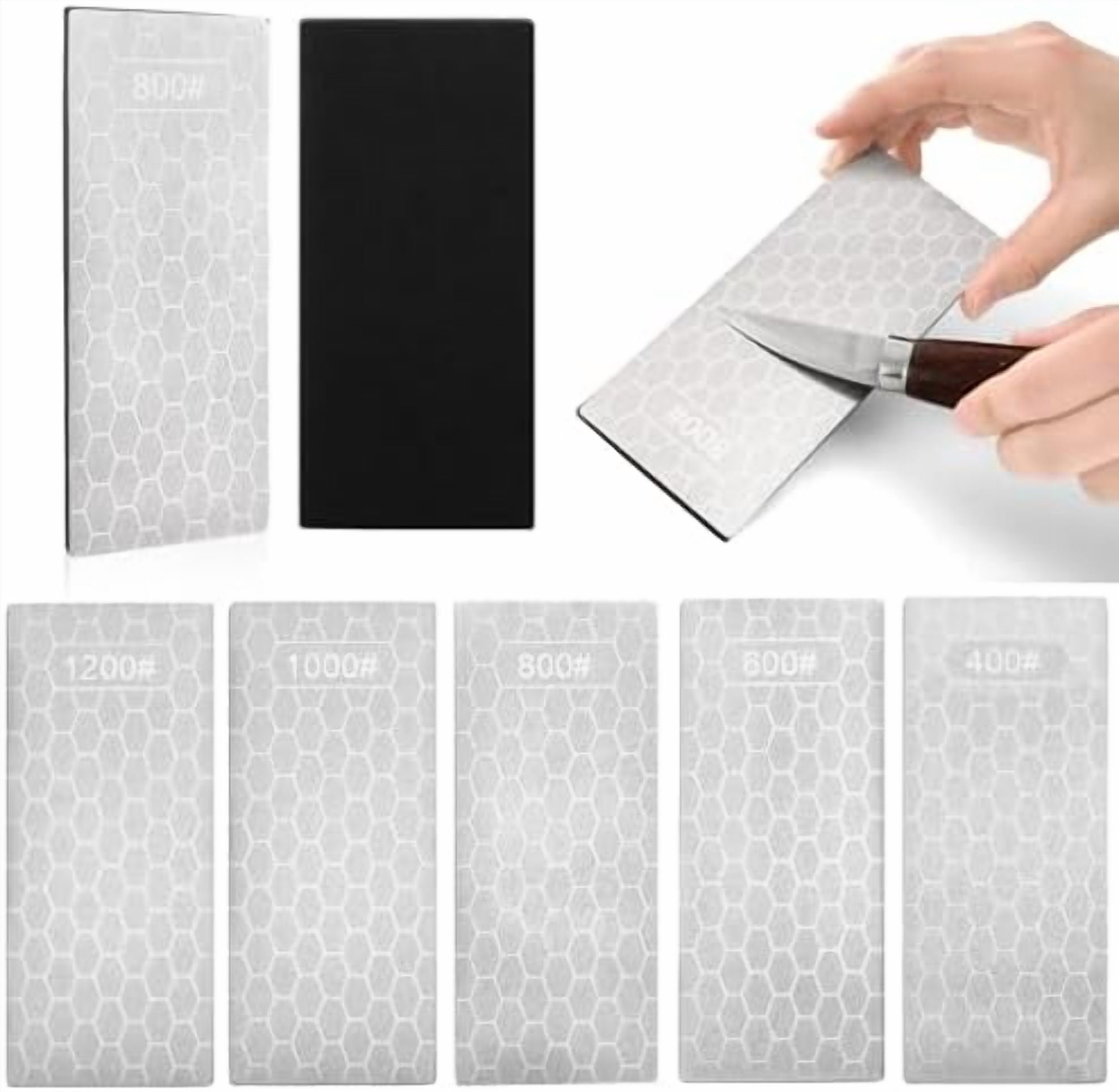 5 Pack Diamond Sharpening Stones, Knife Sharpener Plate with Non-Slip ...