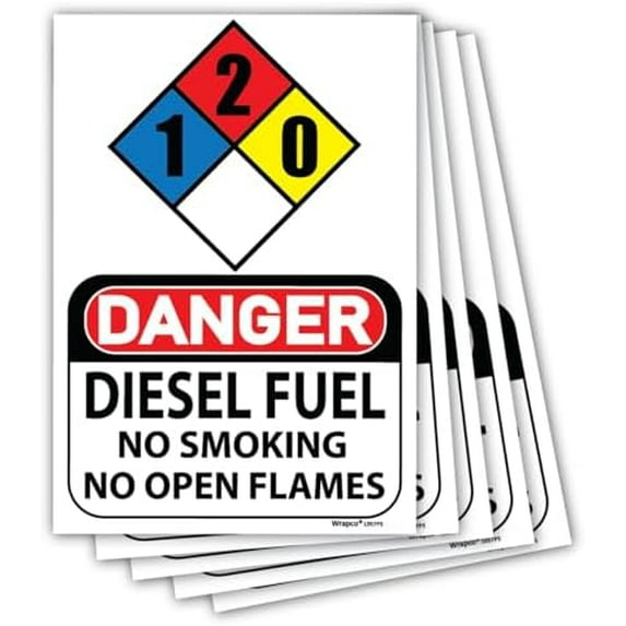 (5 Pack) Diesel Fuel Stickers NFPA 704 placard 1-2-0 Sign for Diesel ...