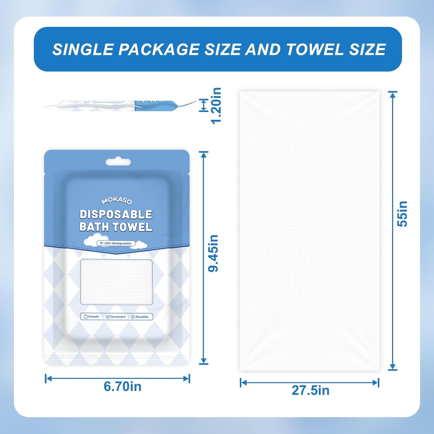 5 Pack Disposable Bath Towel Large Portable Bath Towels for Travel 55 x ...