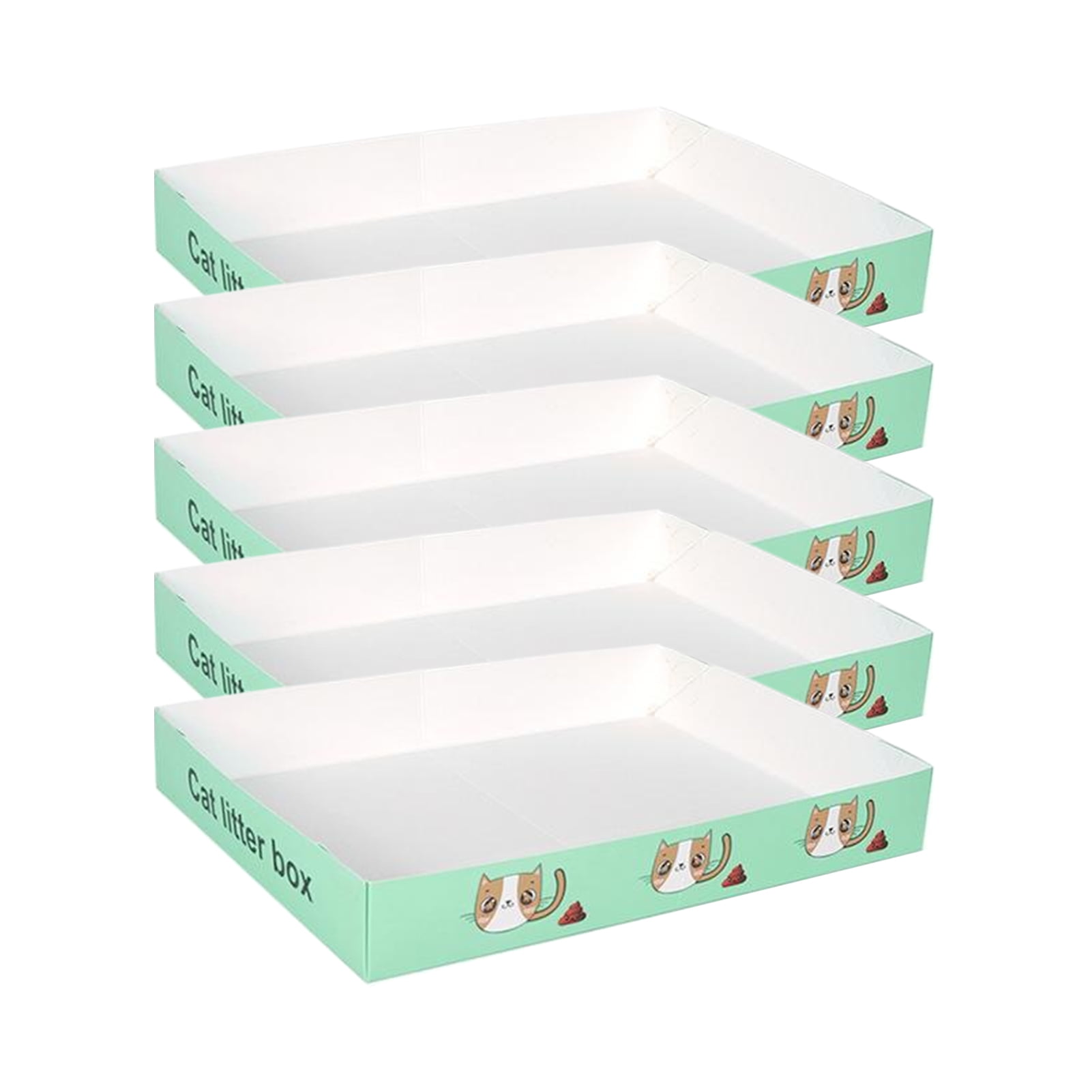 5 Pack Disposable Cat Litter Box, Foldable Paper Litter Box, Travel Cat ...