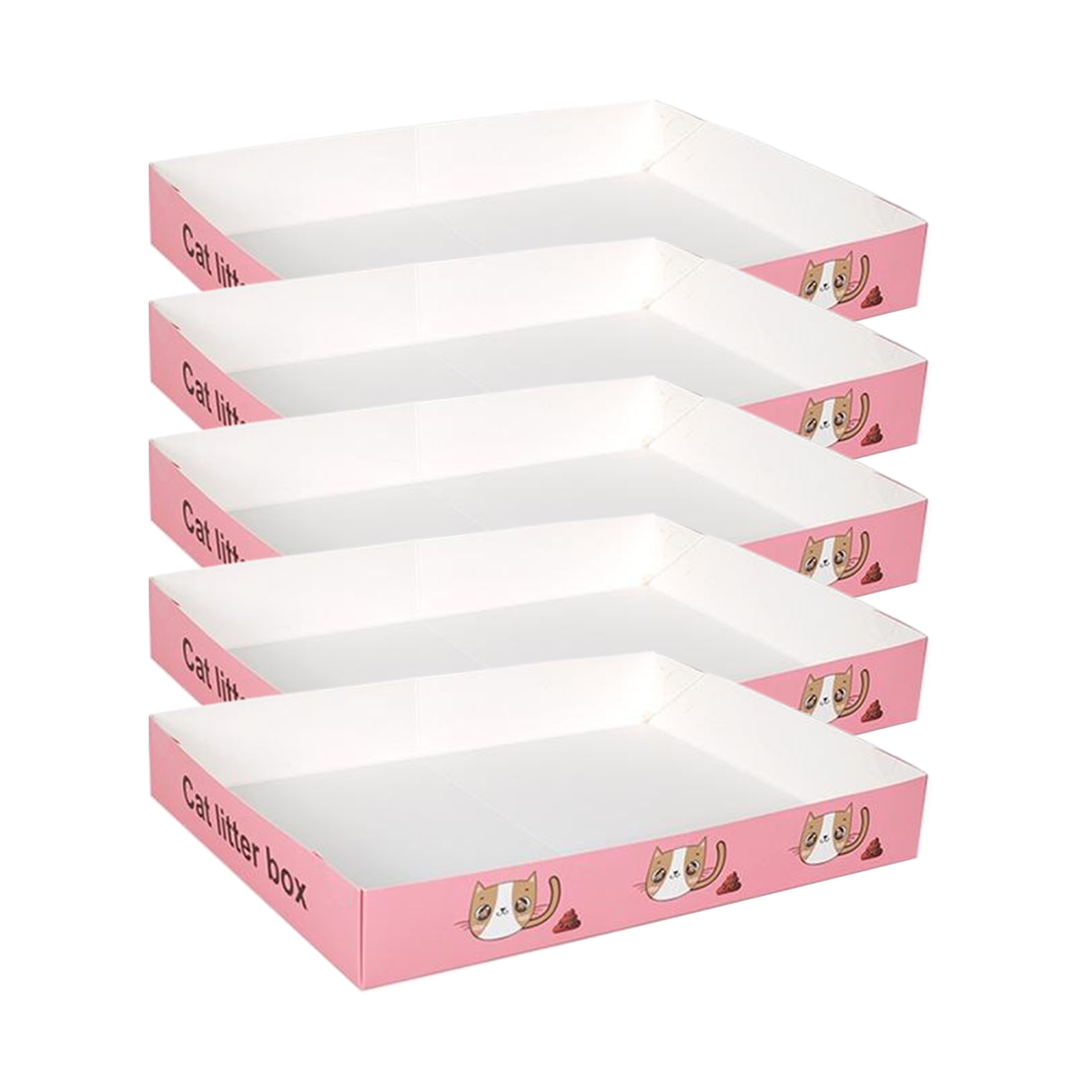 5 Pack Disposable Cat Litter Box, Foldable Paper Litter Box, Travel Cat ...