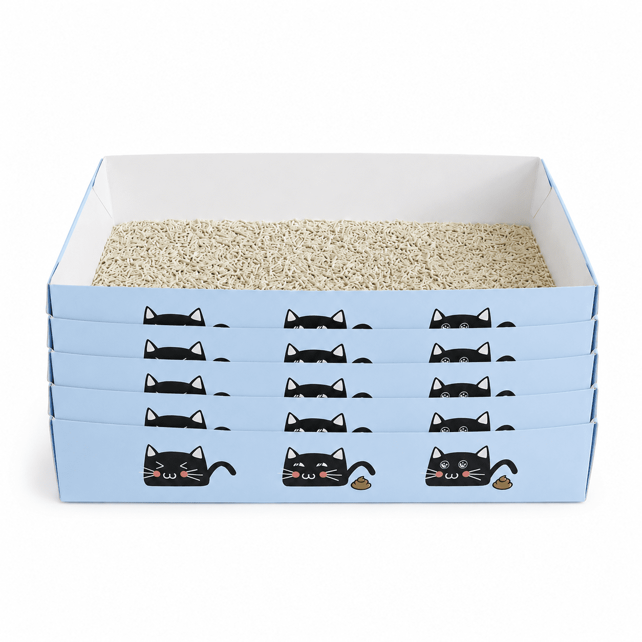 5-Pack Disposable Cat Litter Box with Scoop, Foldable Portable Travel ...