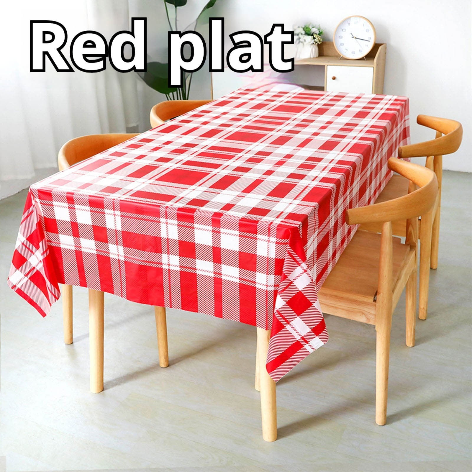 5-Pack Disposable Plaid Print Waterproof Plastic Tablecloths, Thickened ...