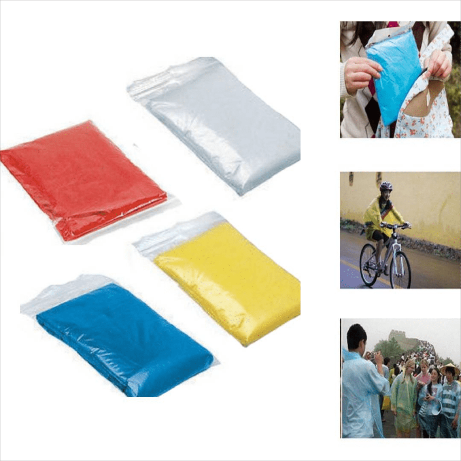 5-Pack Disposable Rain Ponchos for Adults - Hooded Raincoats for Women ...