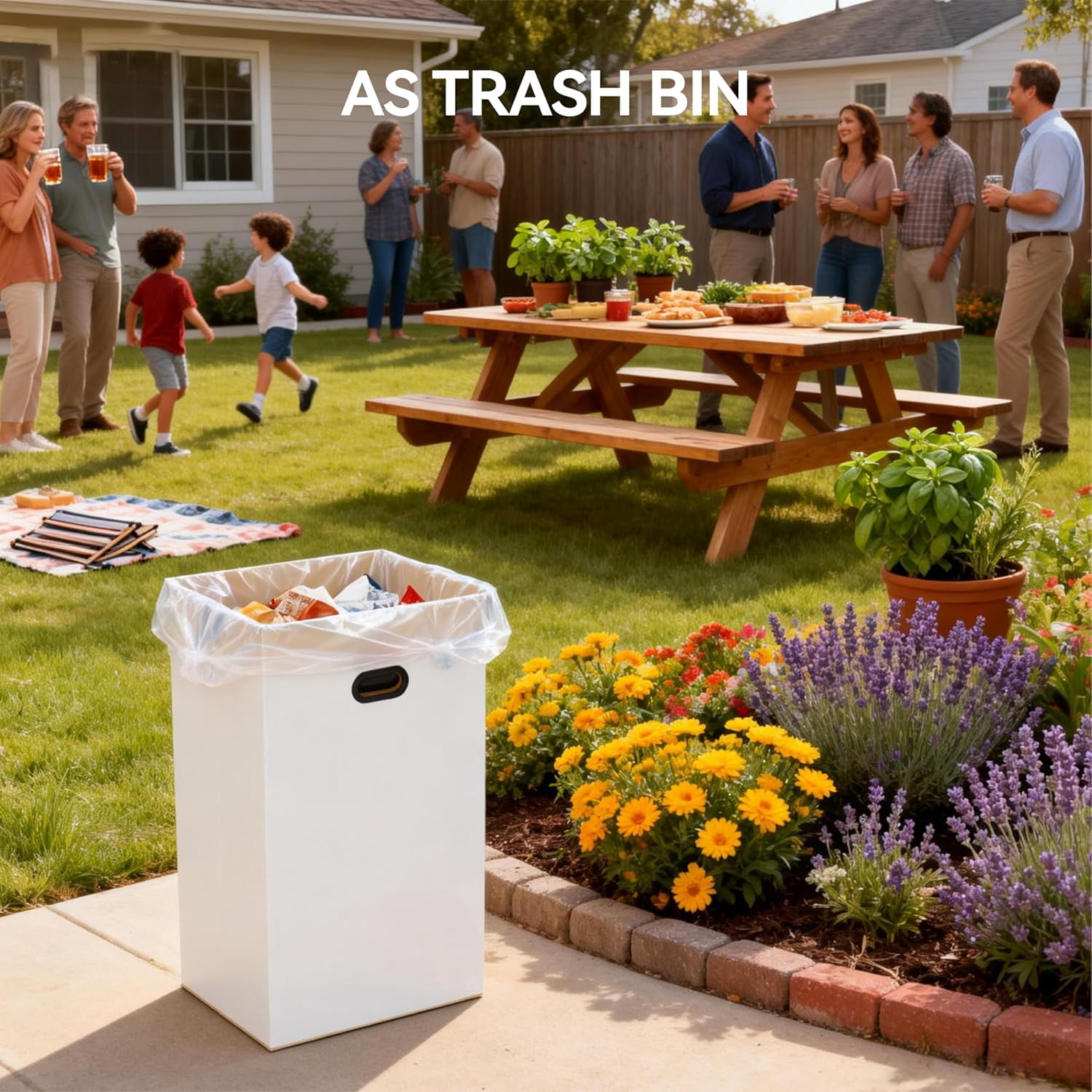 5 Pack Disposable Trash Cans for Parties, 30 Gallon Collapsible with ...