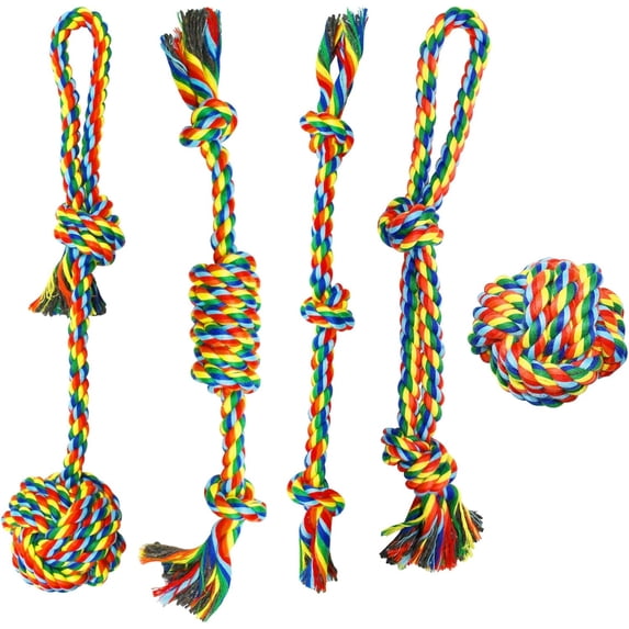 5 Pack Dog Rope Toys Cotton Puppy Teething Rope Durable Chew Toys for ...