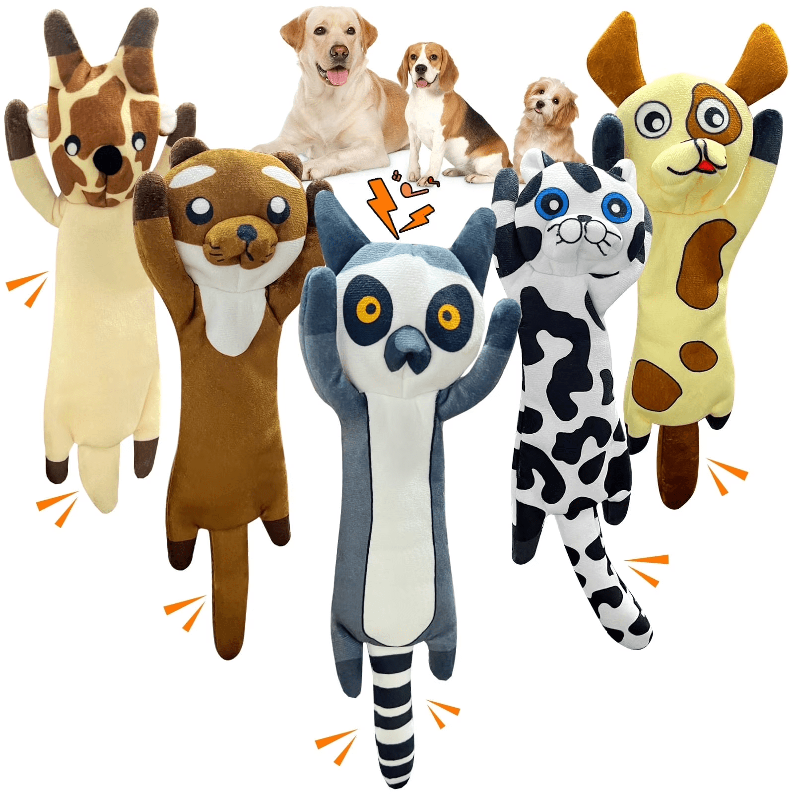 5 Pack Dog Squeaky Toys, Interactive Durable Plush Dog Toy with ...