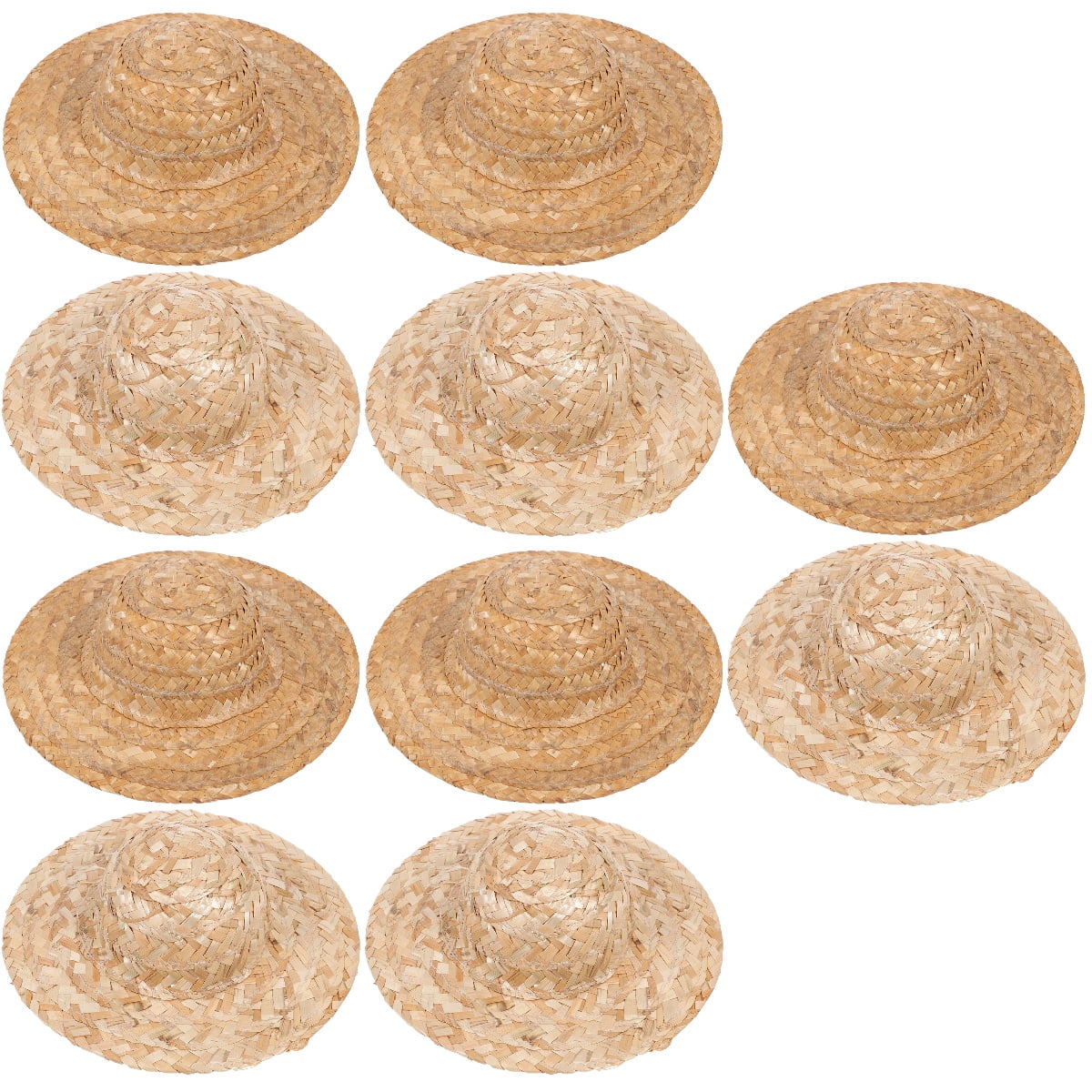 5 Pack Doll Costume Accessories Hand-woven Straw Hat Toppers Mini Man ...