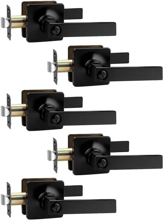 5 Pack Door Lever with Lock,Black Modern Door Handle,Door Handle Lock ...