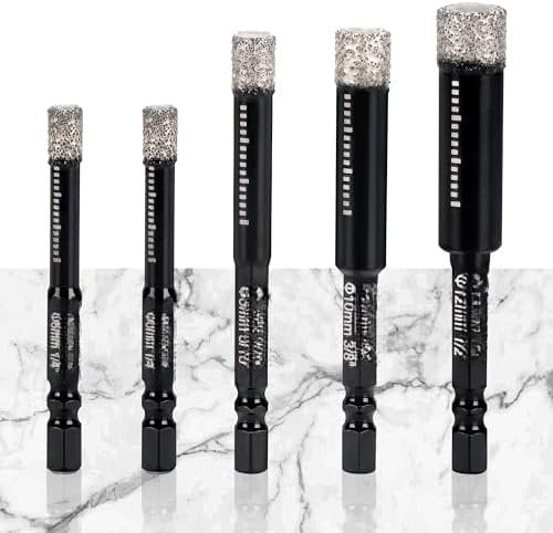 5-Pack Drill Bits Set, 1/4 5/16 3/8 1/2 Inch Hole - 1/4 Hex Shank Core ...