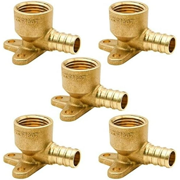 5 Pack Drop Ear Elbow Fittings, PEX 1/2" x 1/2" NPT Female Threaded ...