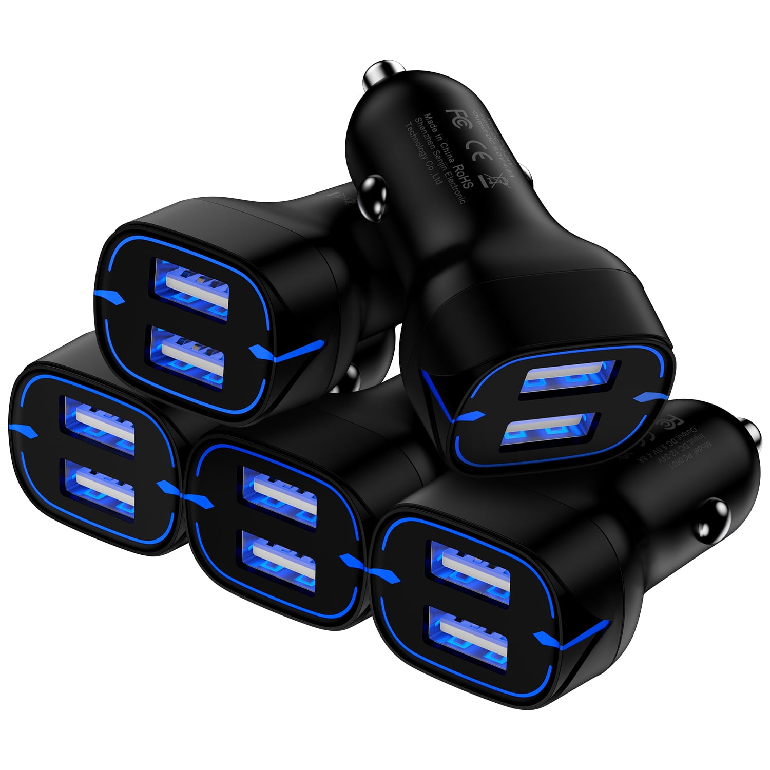 USB Car Charger Fast Charging 5 Pack, 4.8A Dual Port USB Car Charger ...
