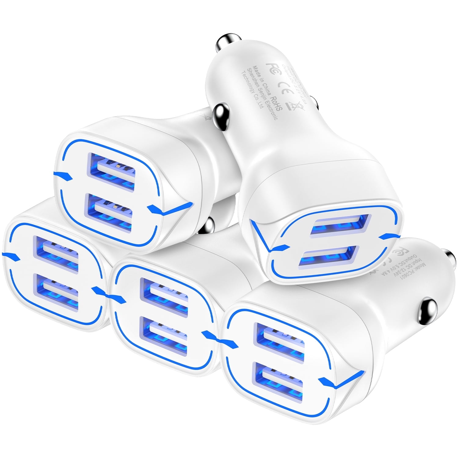 USB Car Charger Fast Charging 5 Pack, 4.8A Dual Port USB Car Charger Adapter USB Car Charging ...