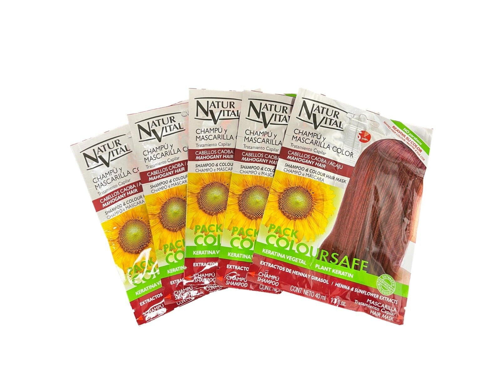 5-Pack Duo Mahogany Shampoo and Mask Sachets with Henna and Sunflower ...