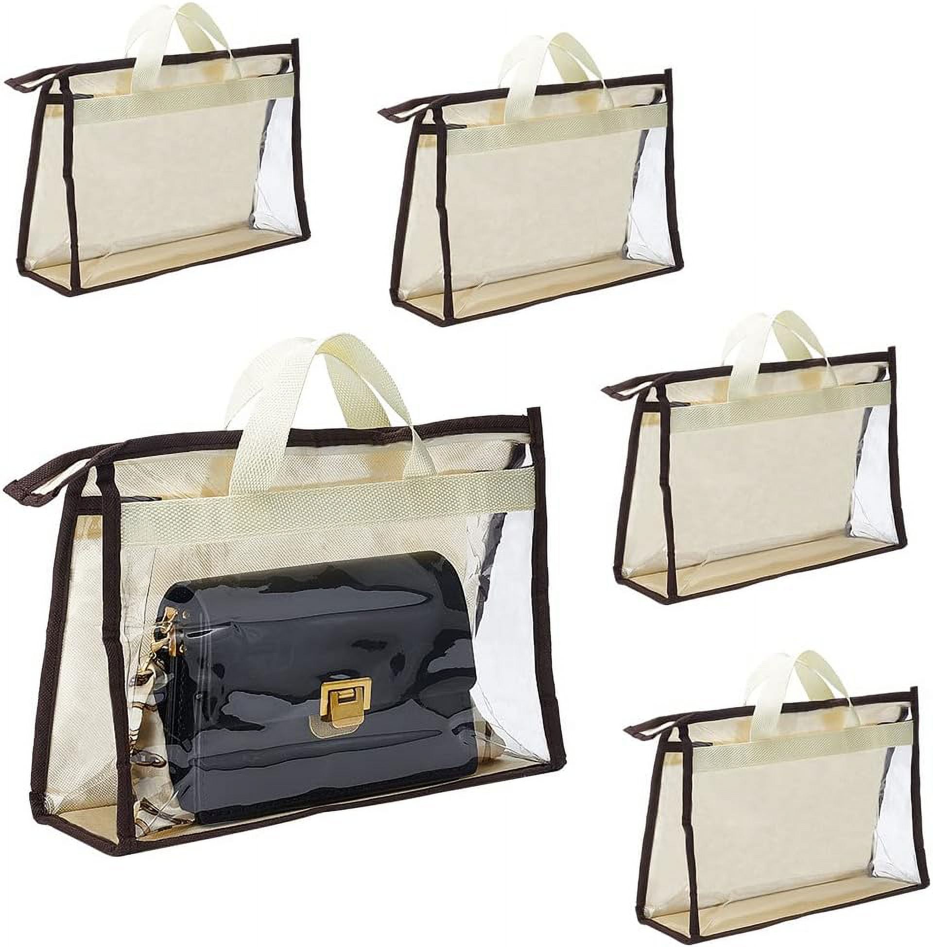 5 Pack Dust Bags for Handbags, Clear Handbag Storage Organizer Hanging ...