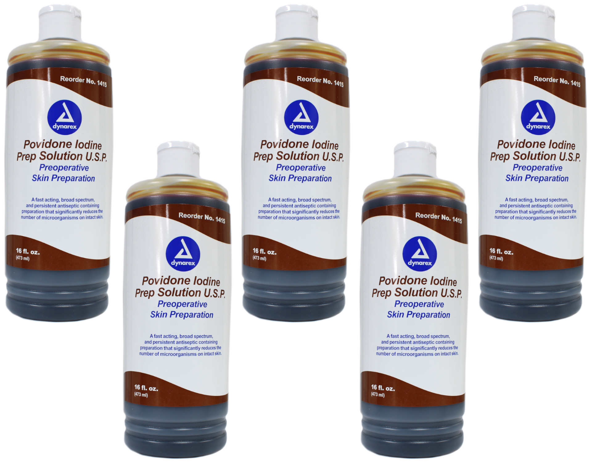 5 Pack Dynarex D1415 Povidone Lodine Disinfecting Solution U.S.P ...