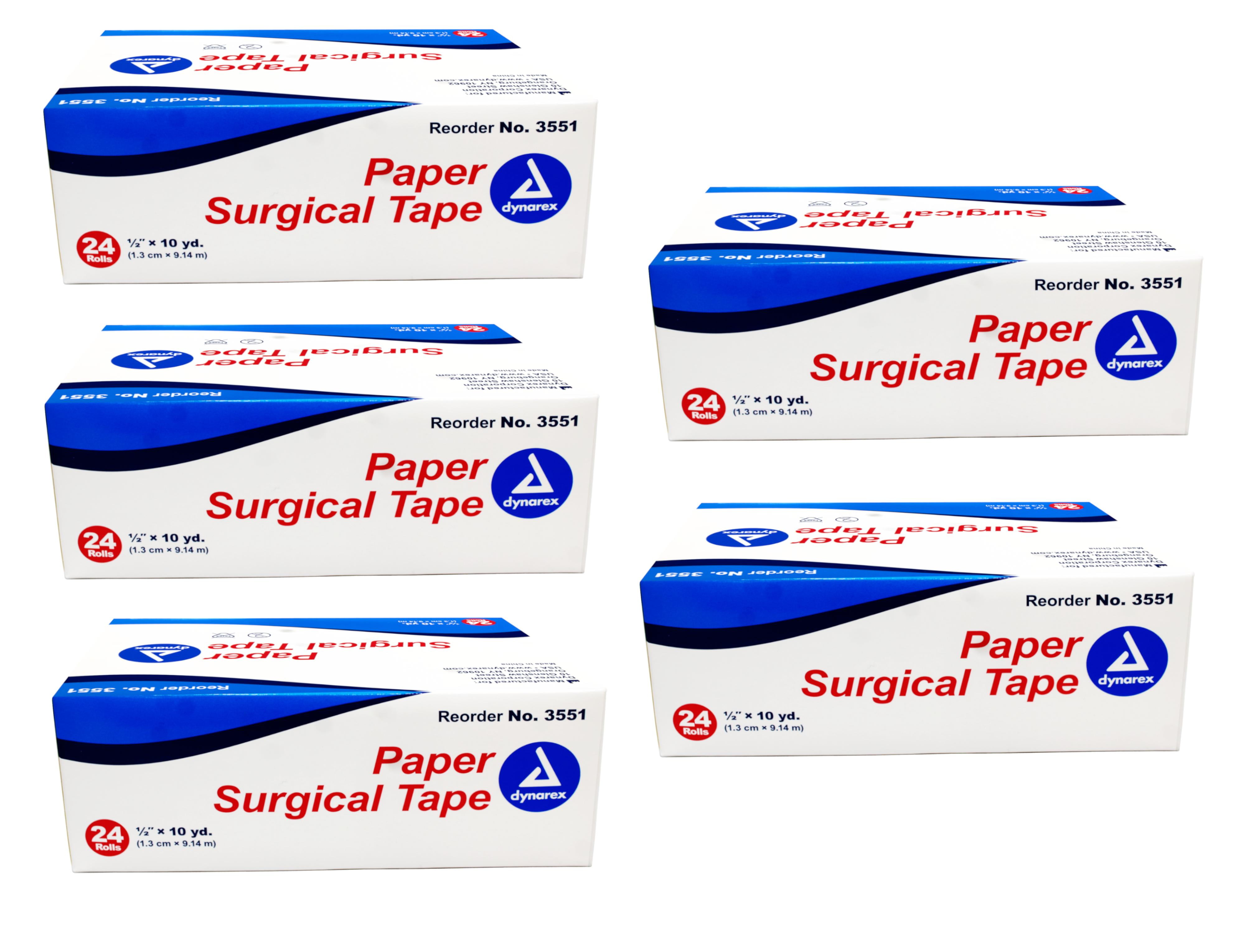 5 Pack - Dynarex Paper Surgical Tape 1/2" x 10 YRD, 24 Rolls Box ...