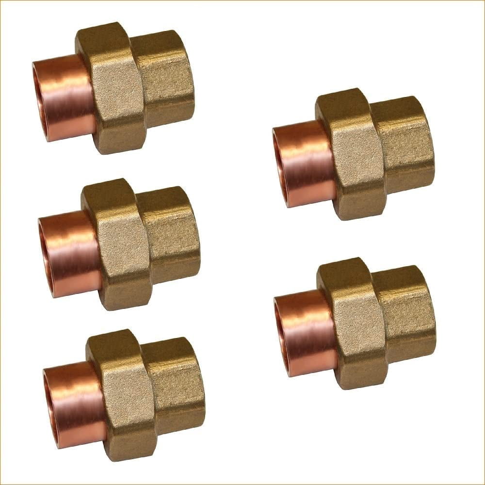 (5-Pack) EZ-FLUID Plumbing 1" C X C Copper Union, Copper Union Fitting ...