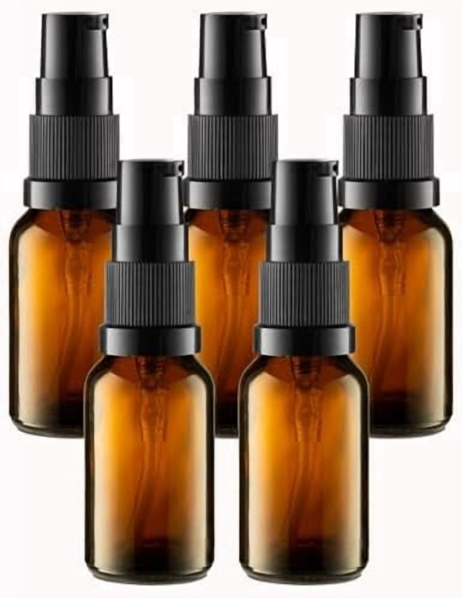 5 Pack Empty Refillable Glass Amber Pump Bottle Ideal for Lotion Cream ...