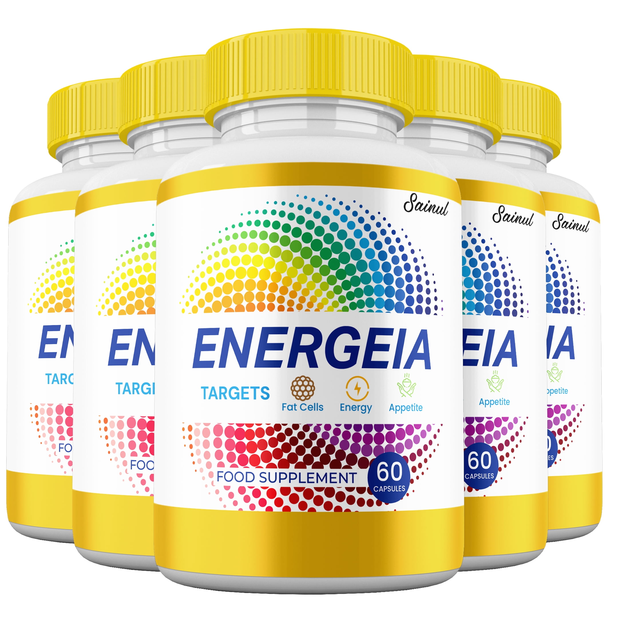 (5 Pack) Energeia Capsules, All Natural Supplement, Energia Pills Advanced Formula, High Potency ...