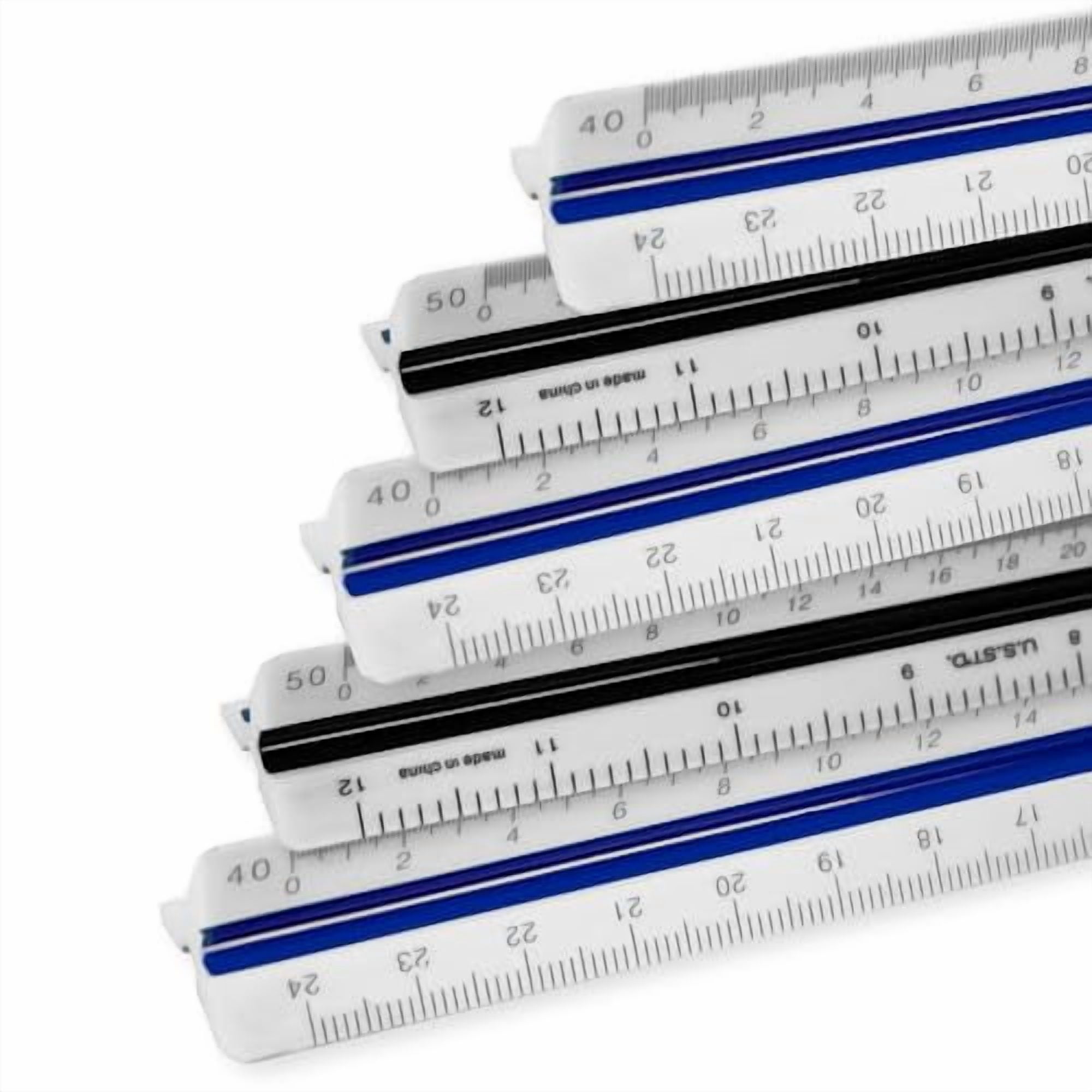 5 Pack | , Engineer Triangle Scale Ruler 12 Inch with Etched Markings ...