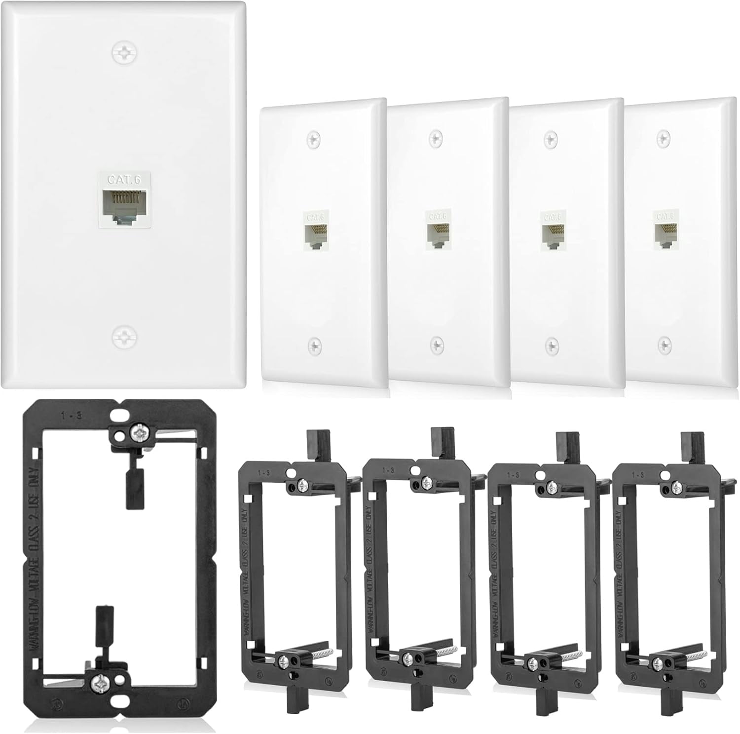 5 Pack Ethernet Wall Plate RJ45 Cat6 Keystone Jack Network Outlet White ...