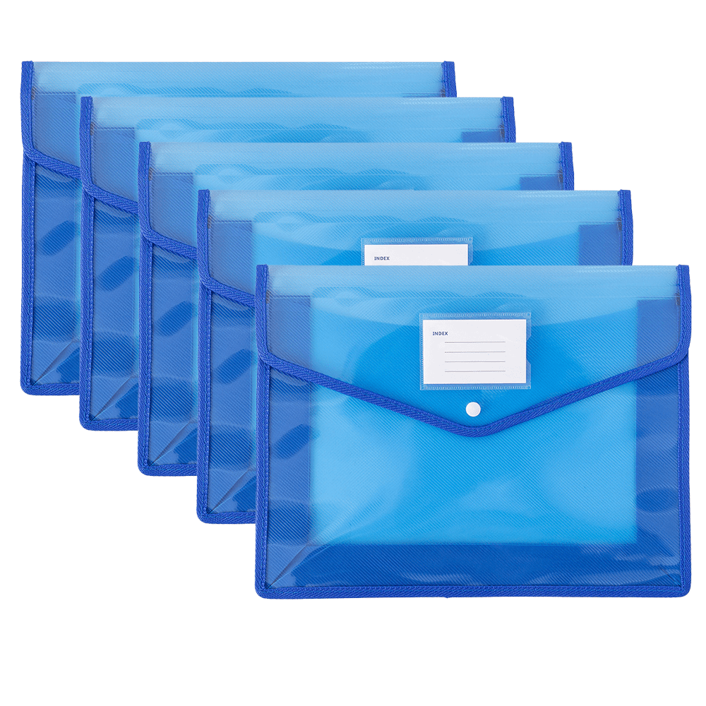 5 Pack Expanding File Large Capacity File Folders - Snap Button Closure ...