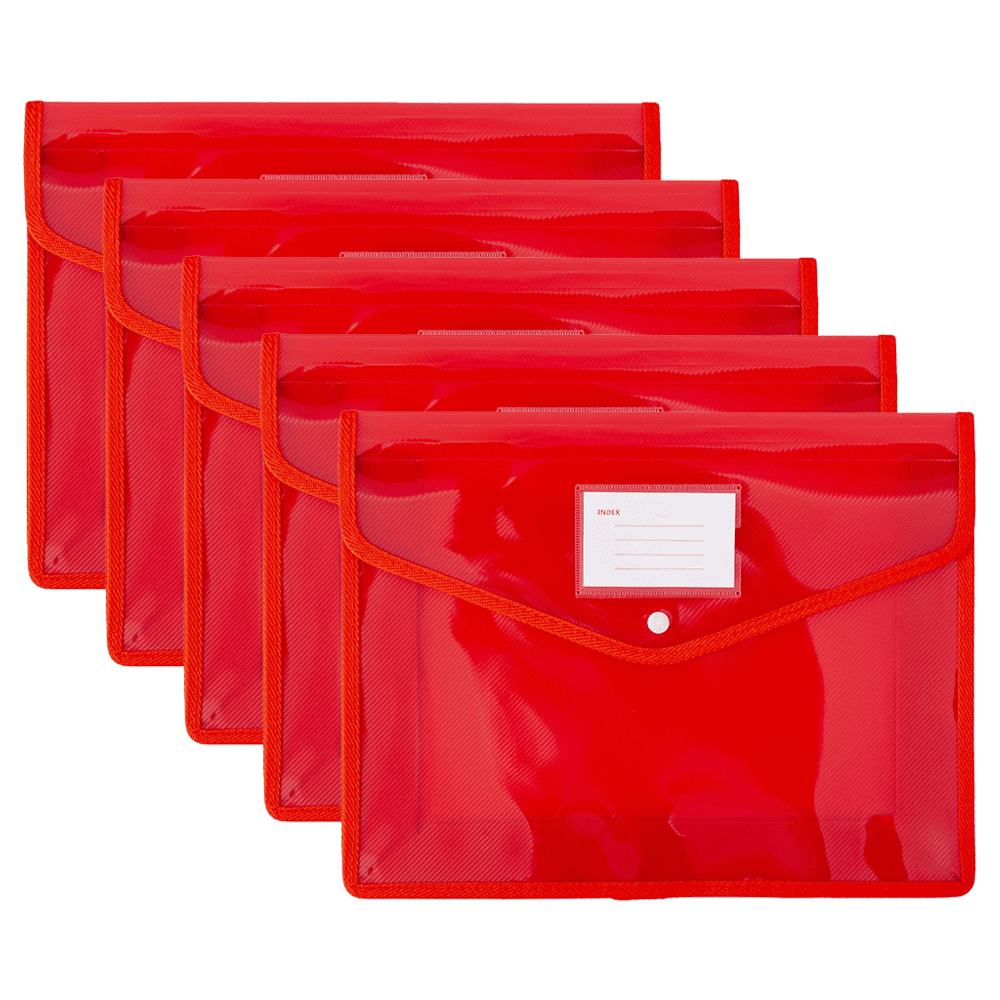 5 Pack Expanding File Large Capacity File Folders - Snap Button Closure ...