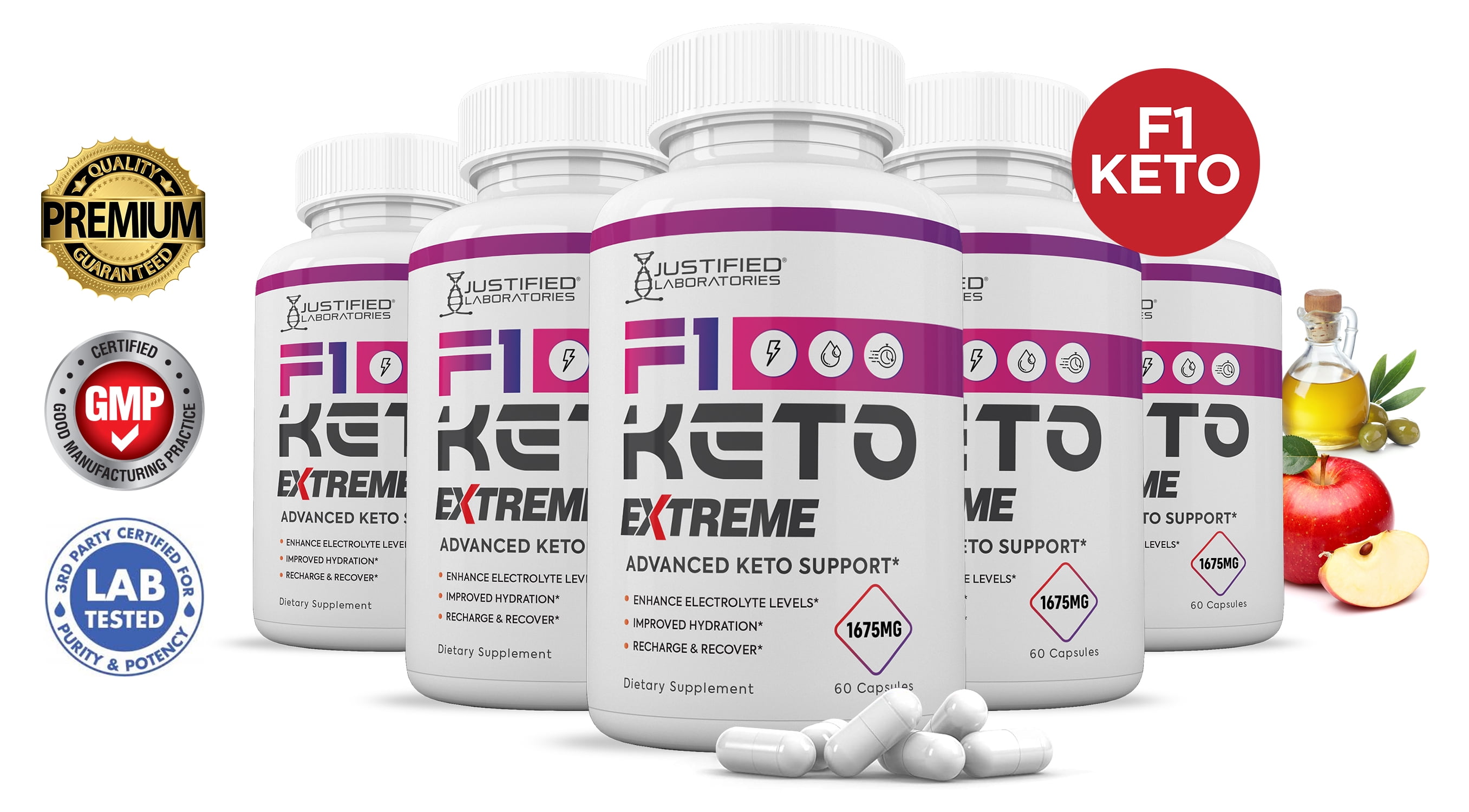 (5 Pack) F1 Keto ACV Extreme Pills 1675mg Alternative to Gummies ...