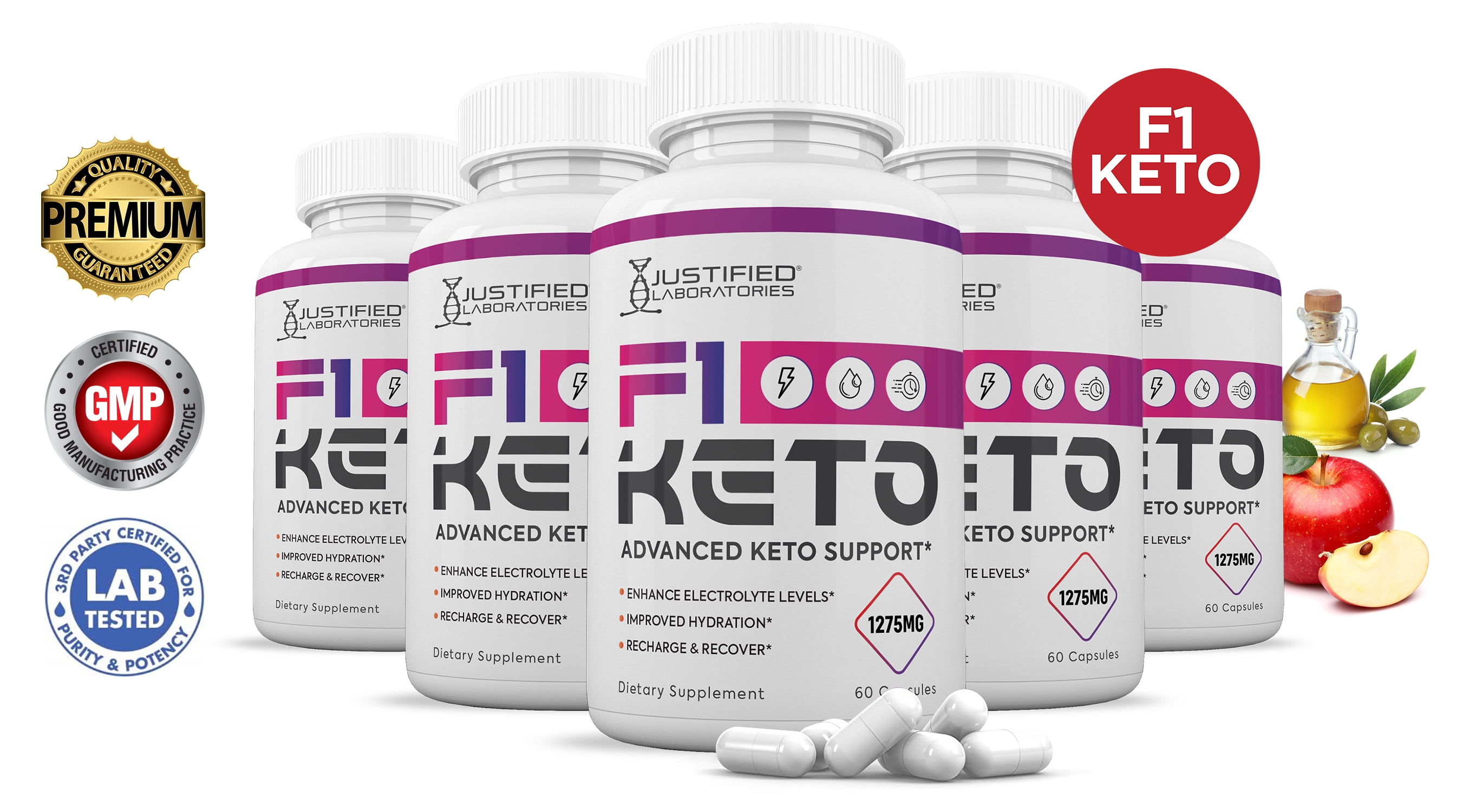 (5 Pack) F1 Keto ACV Pills 1275mg Alternative to Gummies Dietary ...