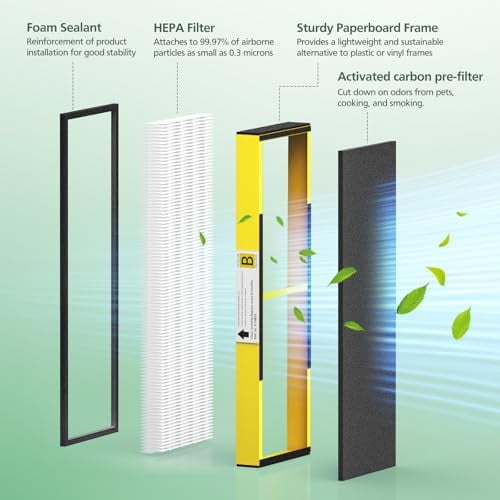 5 Pack FLT4825 HEPA Filter B Replacement with Activated Carbon Pre ...
