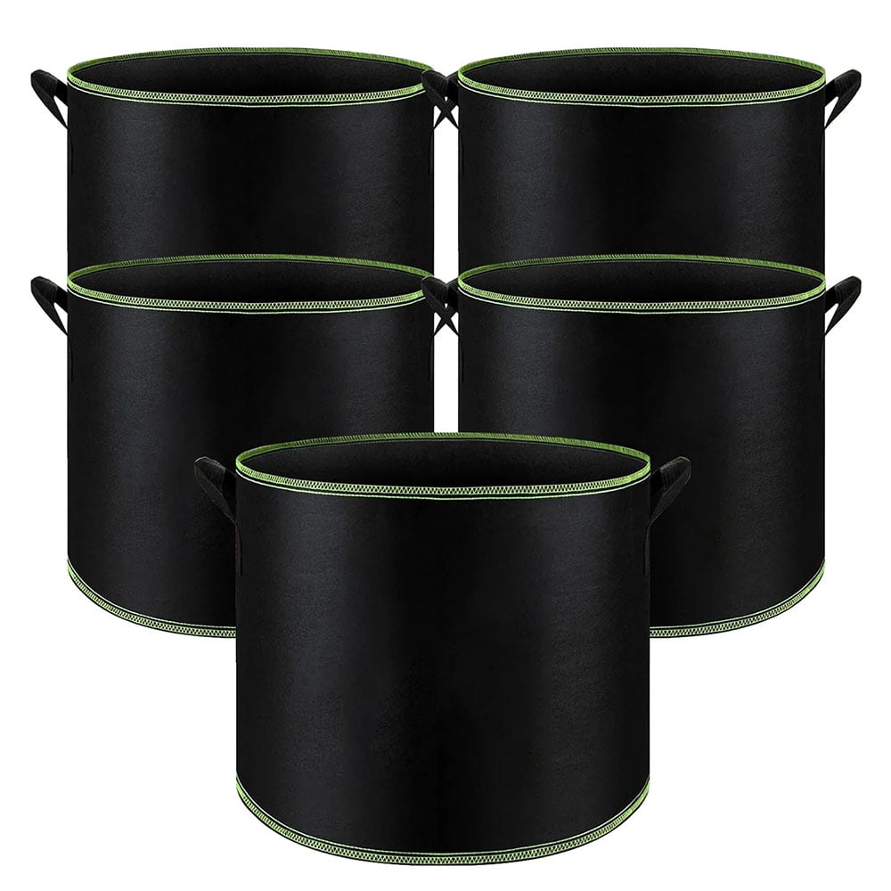 5-Pack Fabric Grow Bags 25 Gallon Thickened Nonwoven Plant Grow Bags ...