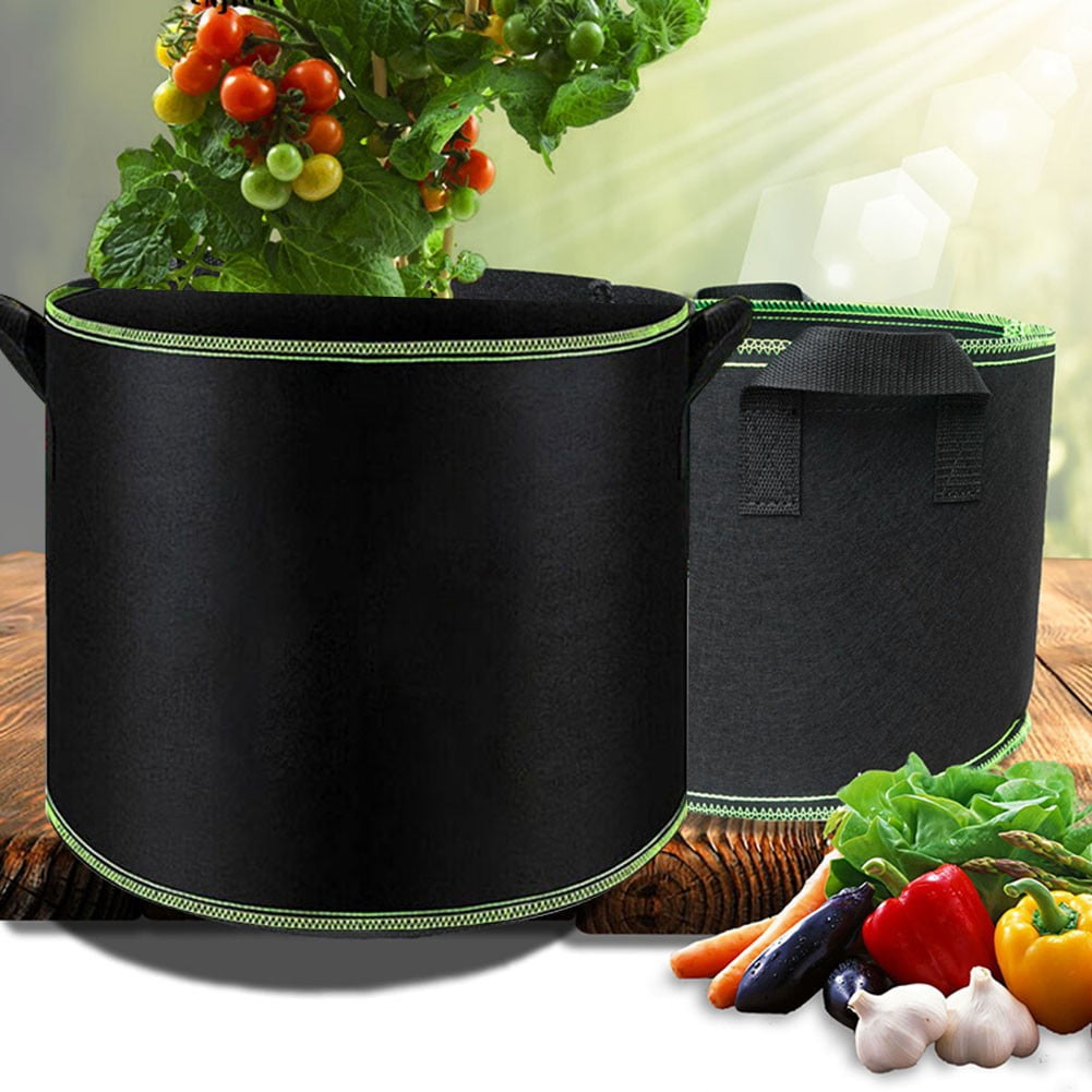 5 Pack Fabric Grow Pots Round Aeration Plant Pots Grow Bags 3-15 Gallon ...