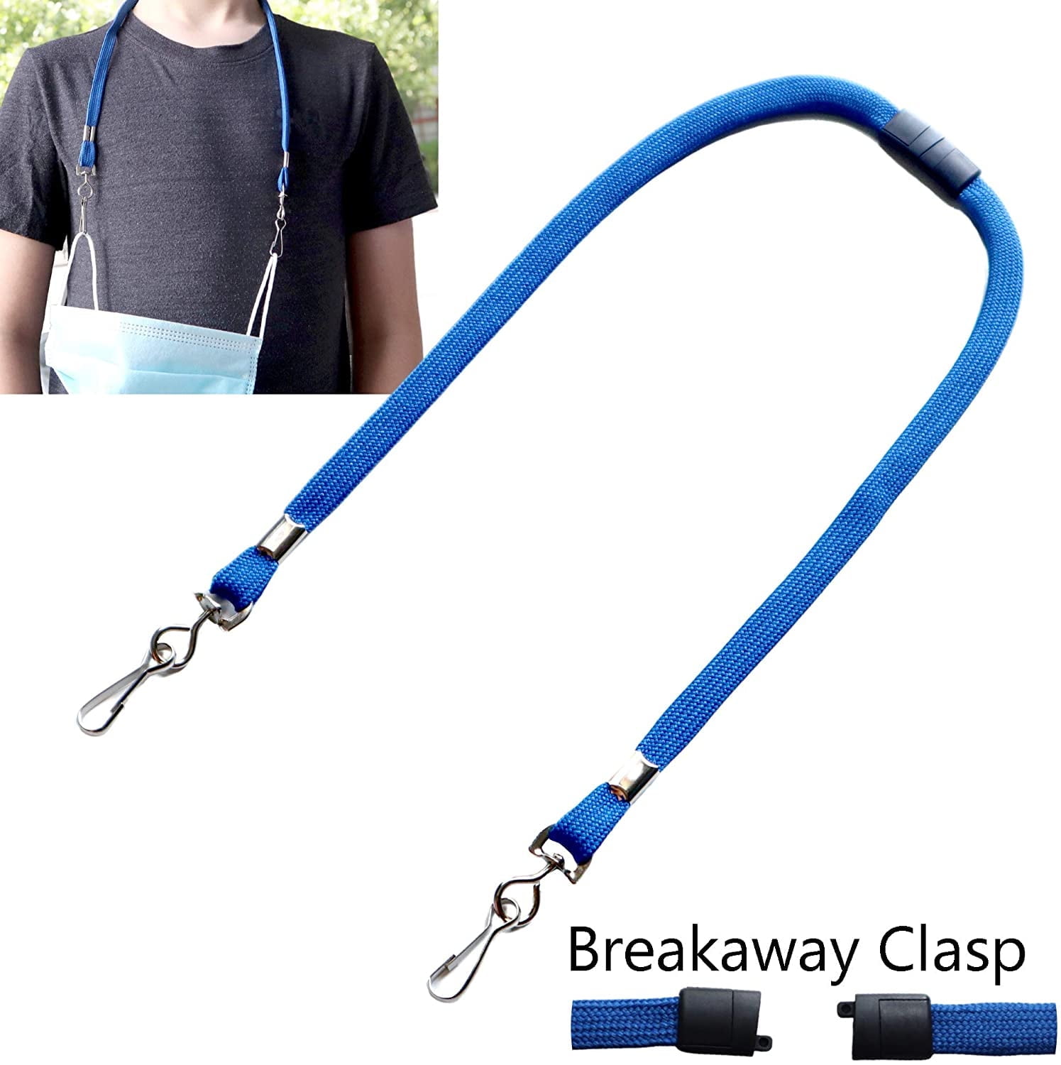 5 Pack -Face Mask Lanyards - Youth Size with Safety Breakaway Clasp ...