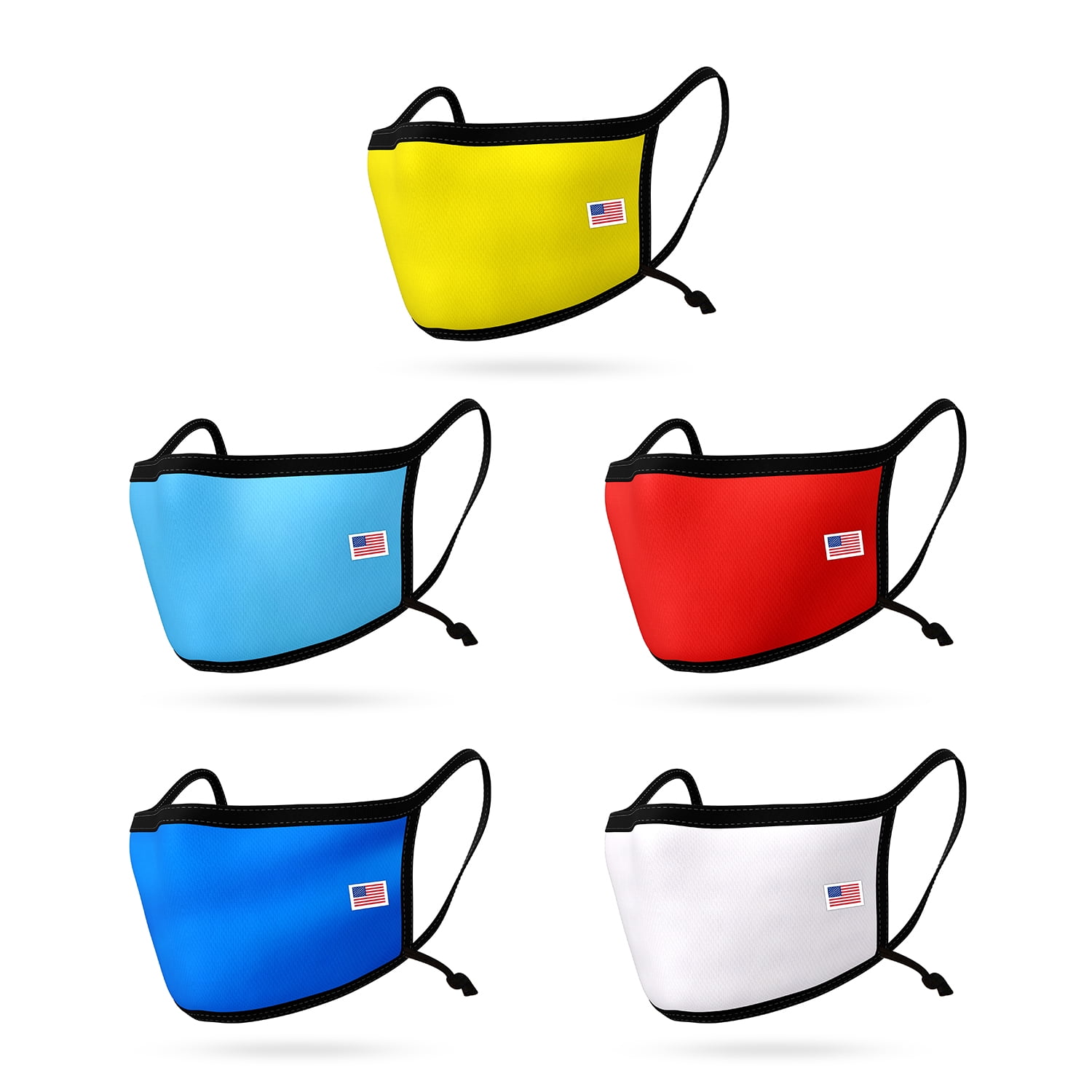 5 Pack Face Masks Adjustable Double Layer Washable Reusable Made in USA ...