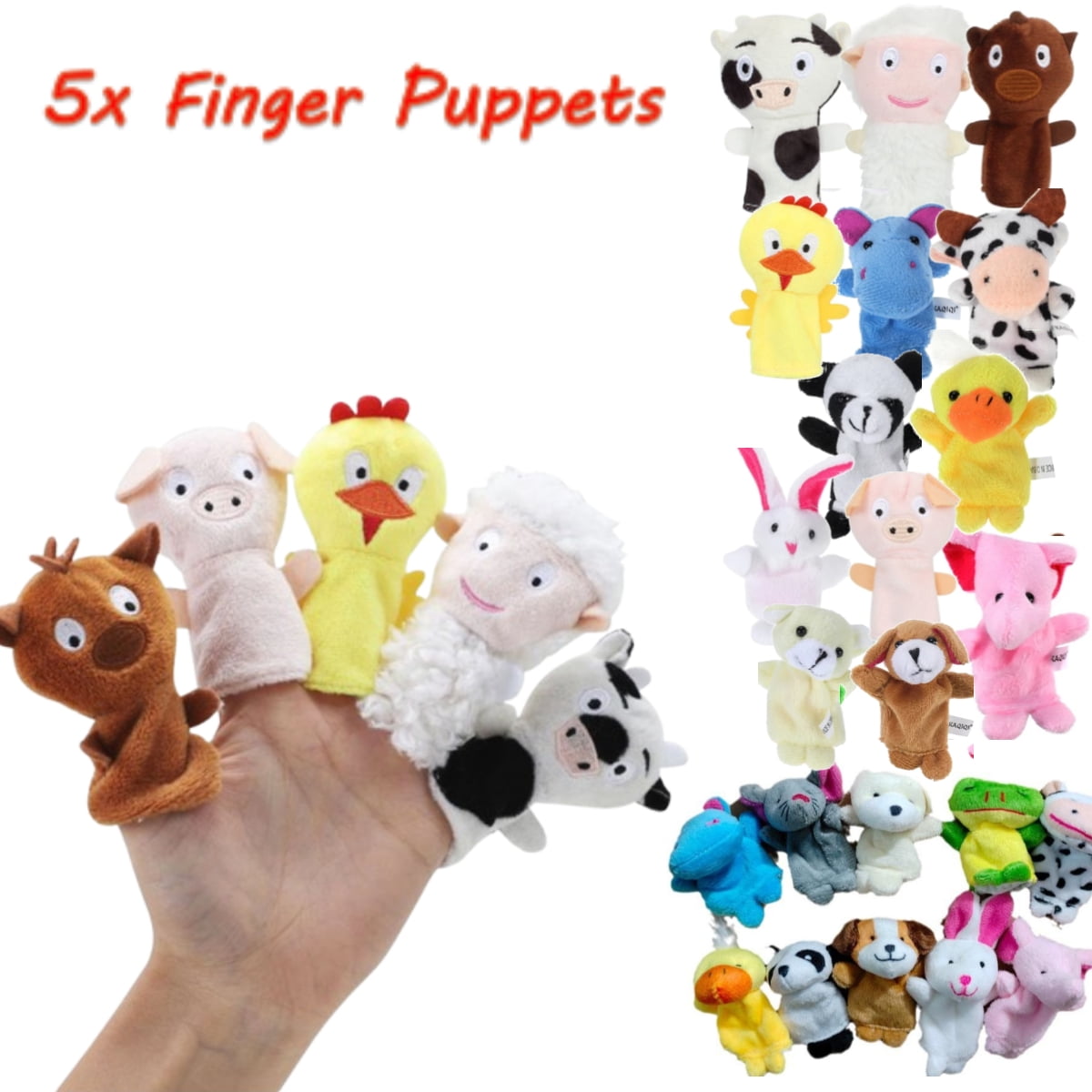 5 Pack Family Finger Puppets Cotton Doll Animal Baby Educational Hand ...