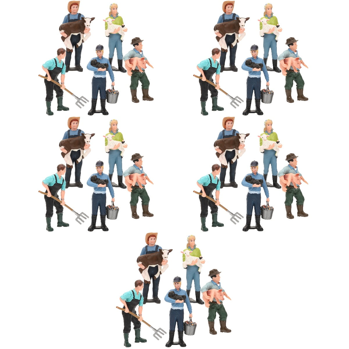 5 Pack Farmer Figures Simulation Ranch Miniature Models Man Child ...