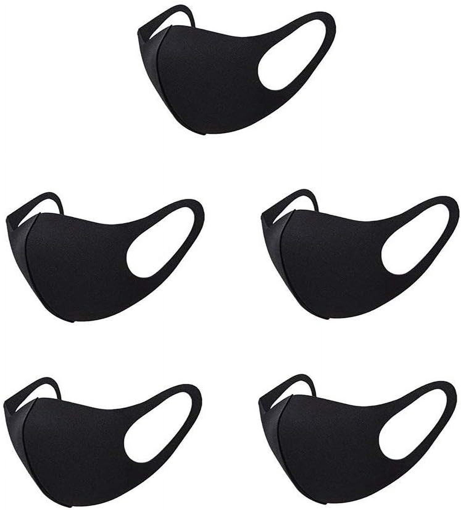 5 Pack Fashion Black Stretch Lightweight Fabric Covering Face and Mouth ...