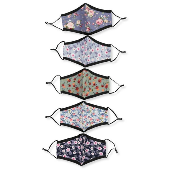 5-Pack Fashionable 100% Cotton Face Masks with Adjustable Ear Loops ...