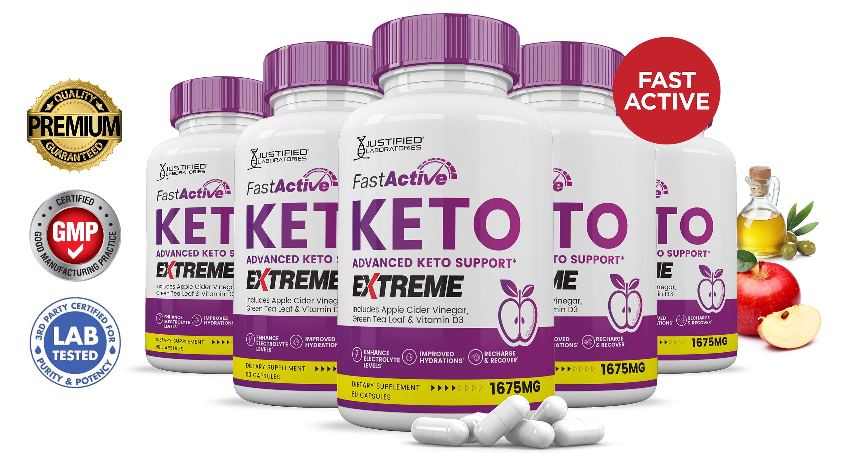 (5 Pack) Fast Active Keto ACV Extreme Pills 1675mg Alternative to ...