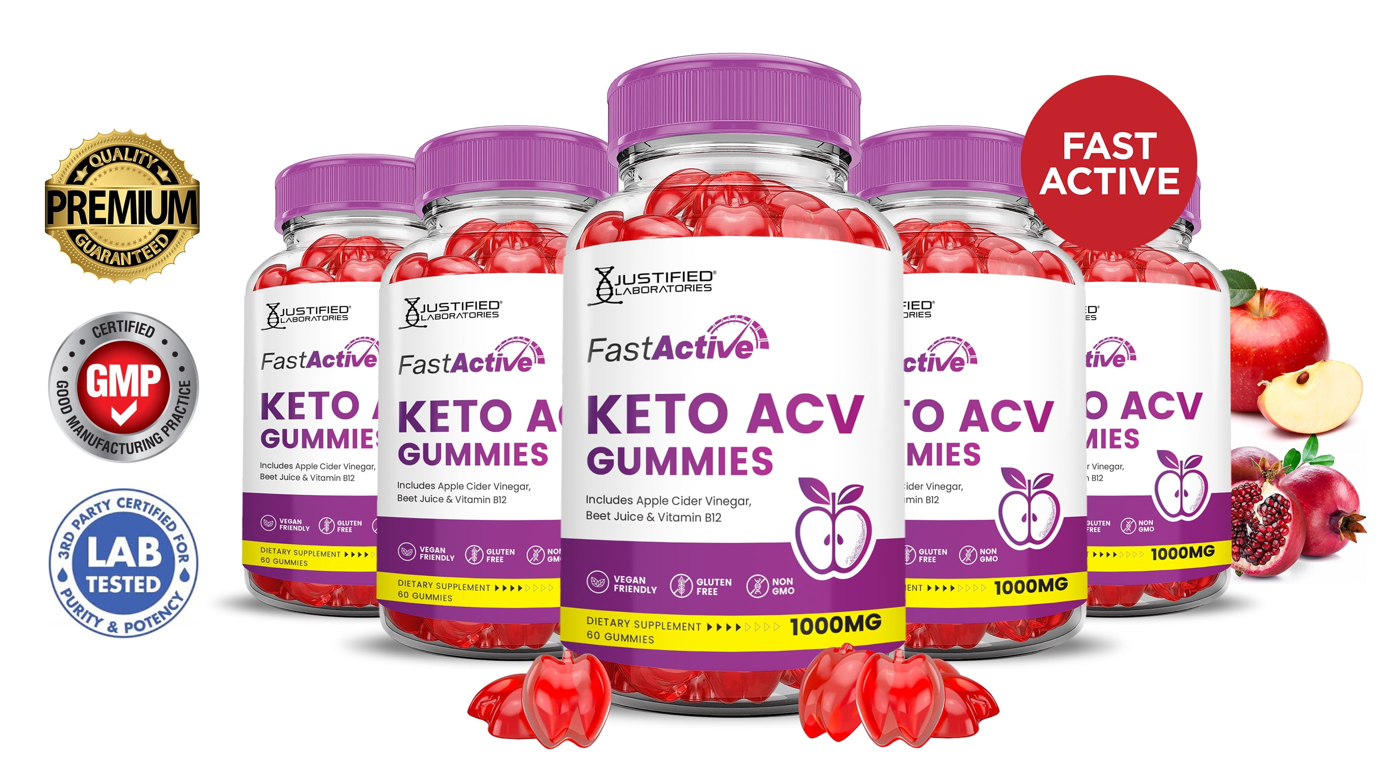 (5 Pack) Fast Active Keto ACV Gummies 1000MG Dietary Supplement 300 ...