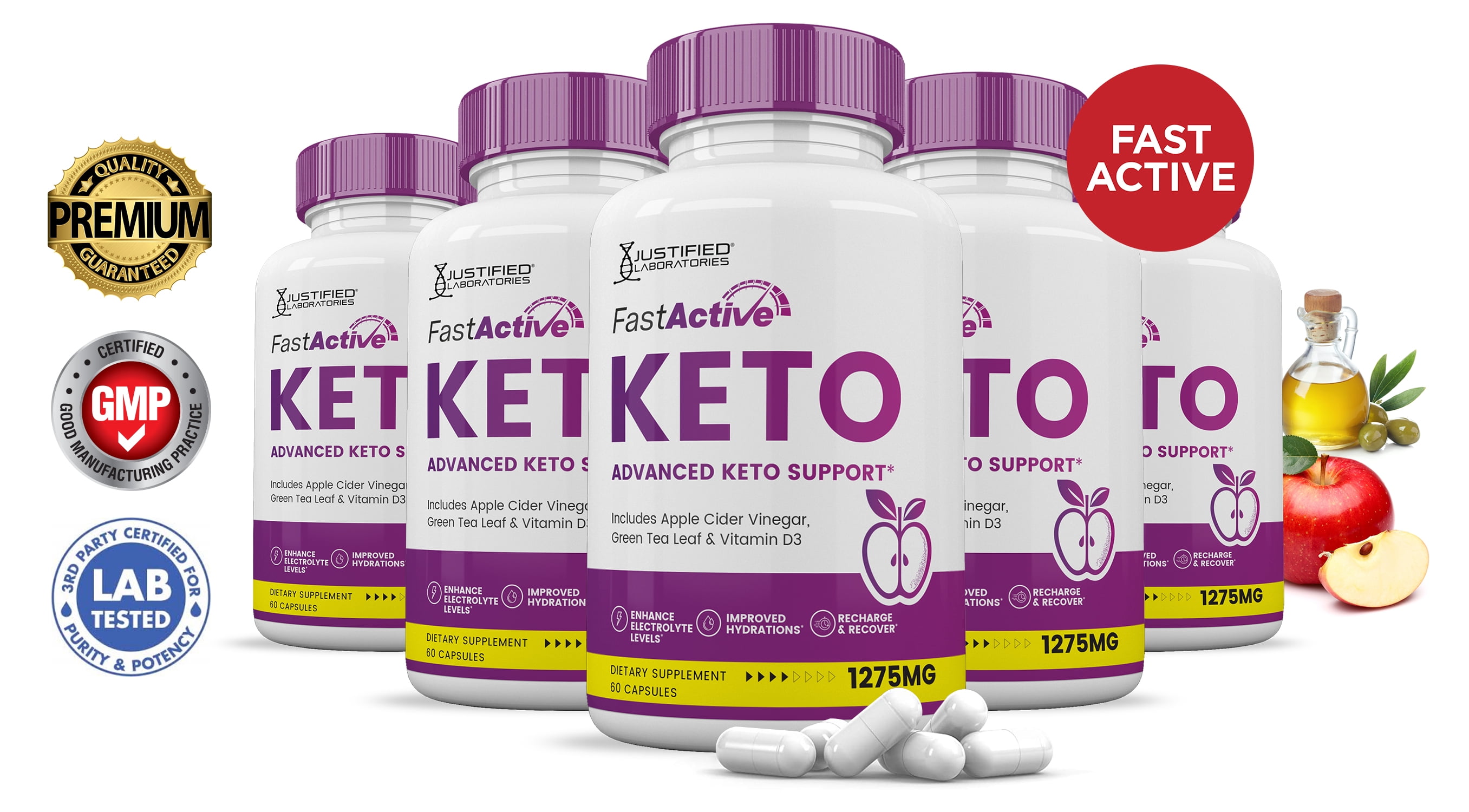 (5 Pack) Fast Active Keto ACV Pills 1275mg Alternative to Gummies ...