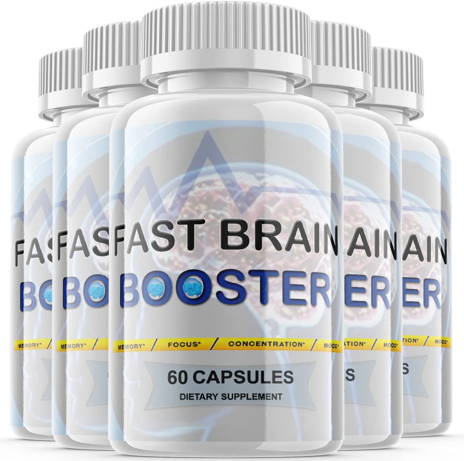 (5 Pack) Fast Brain Booster - Dietary Supplement for Focus, Memory ...