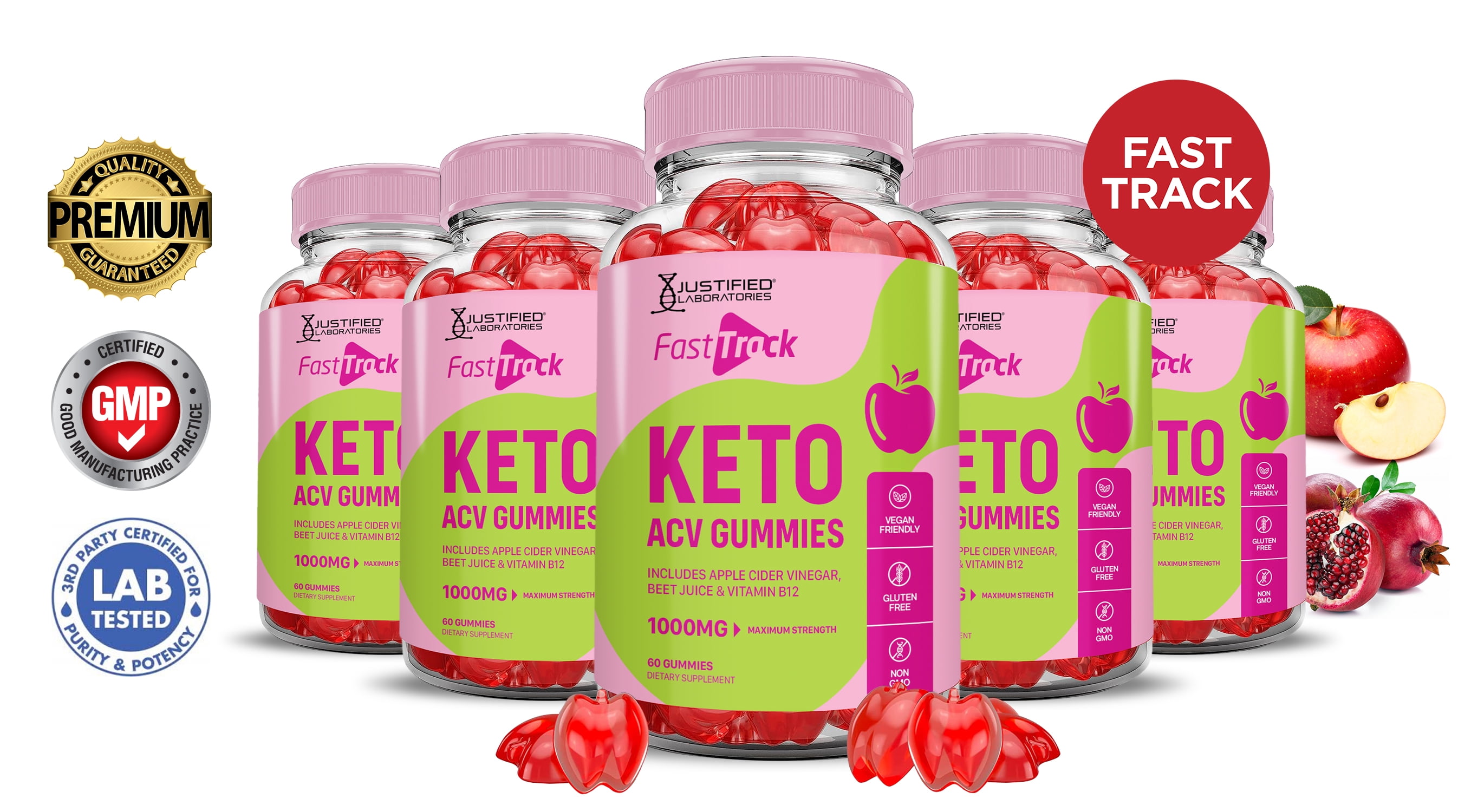 (5 Pack) Fast Track Keto ACV Gummies 1000MG Dietary Supplement 300 ...