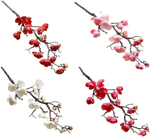 5 Pack Faux Plum Blossom Artificial Plum Flowers Fake Plum Branches ...