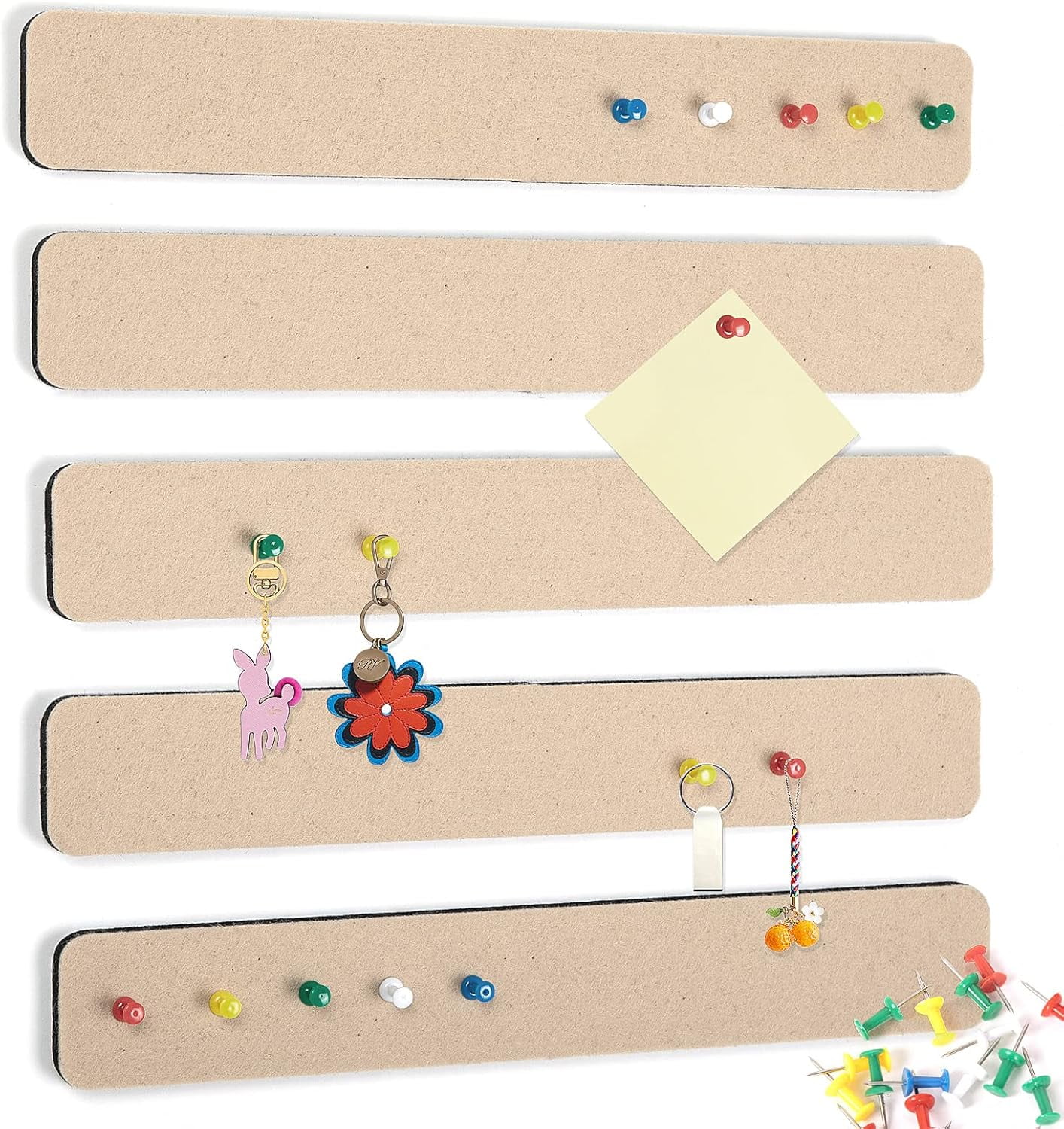 5 Pack Felt Pin Board Bar Strips Bulletin Board for Bedrooms Offices ...